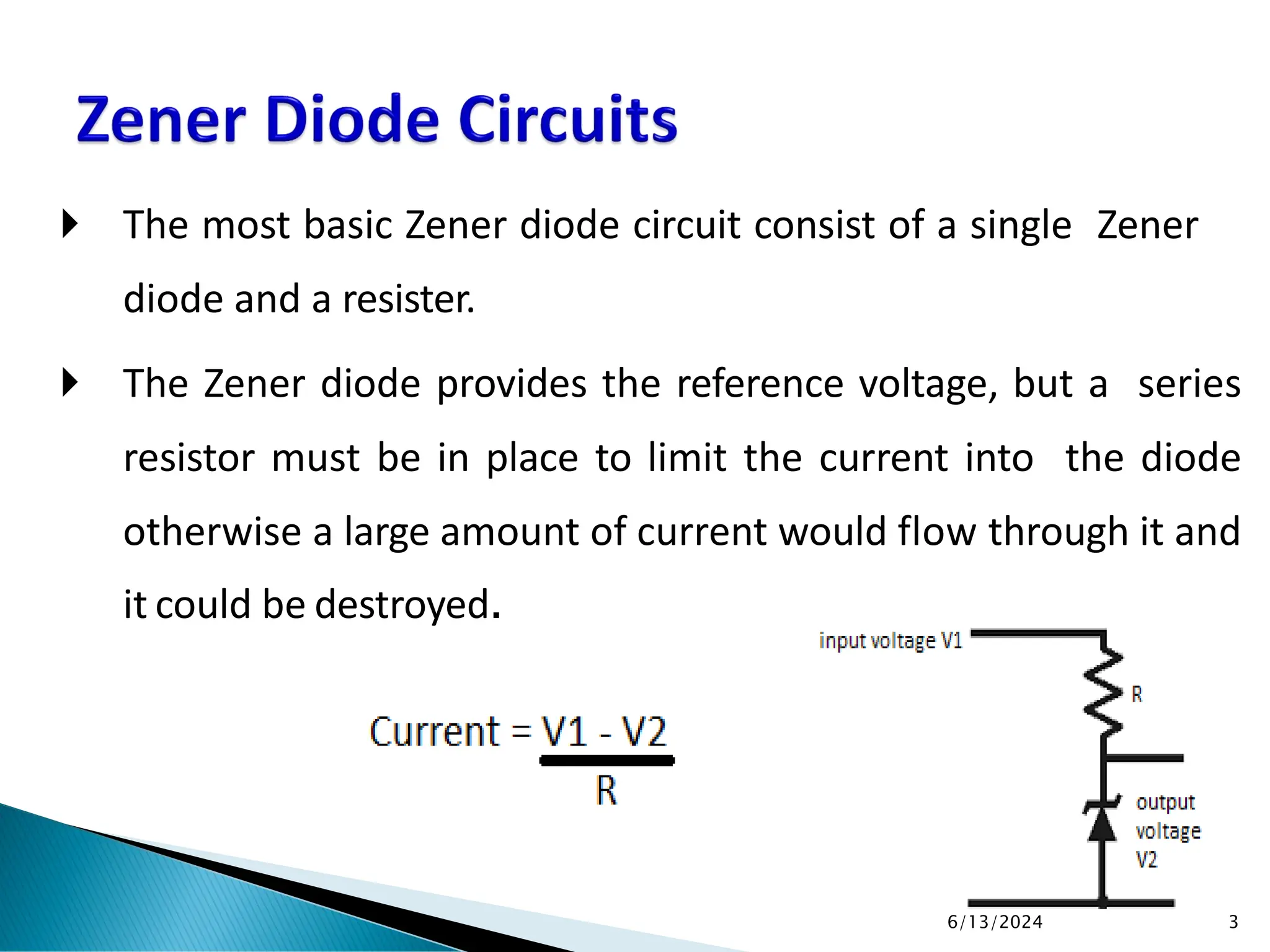 Zener Diode and its V-I Characteristics and Applications | PDF