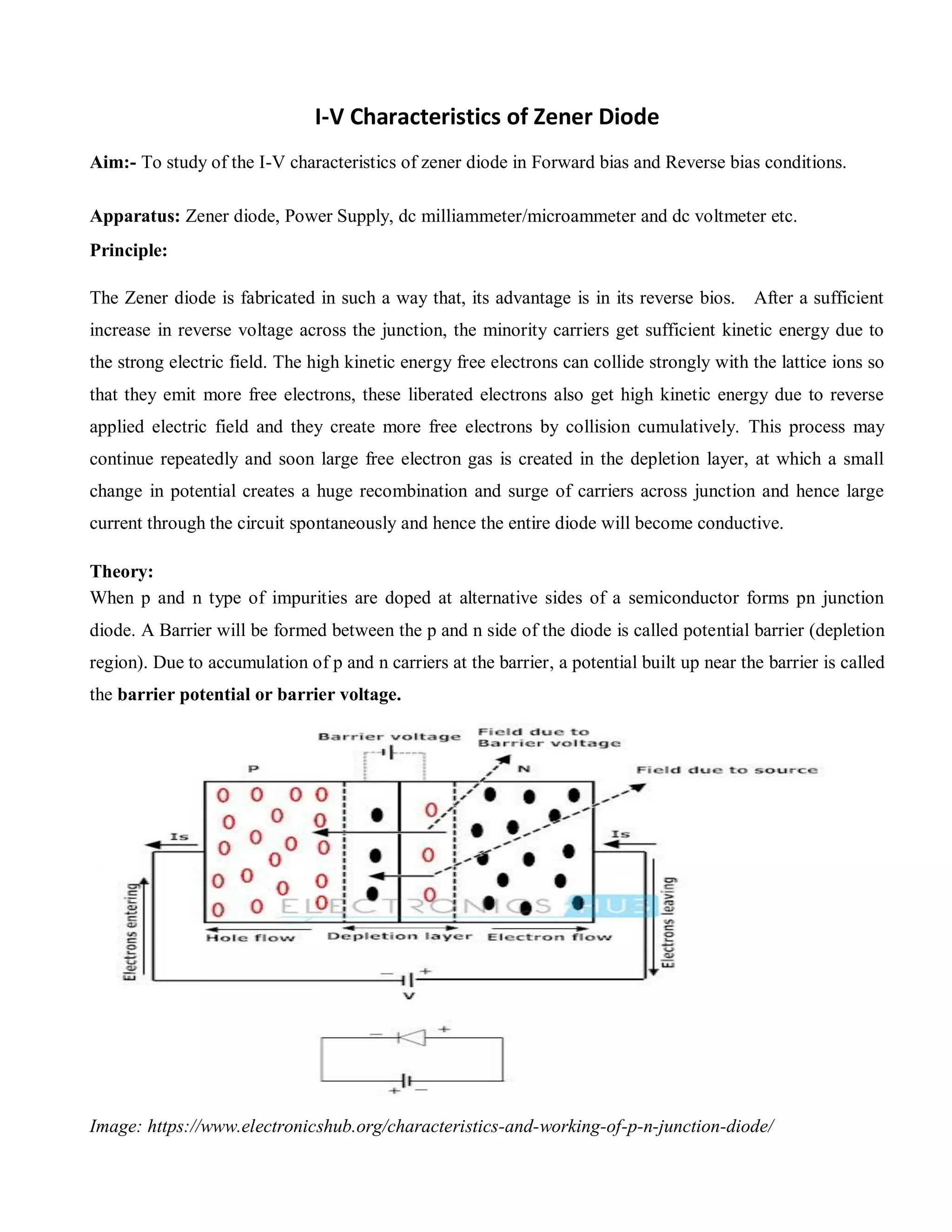 Zener diode experiment. | PDF