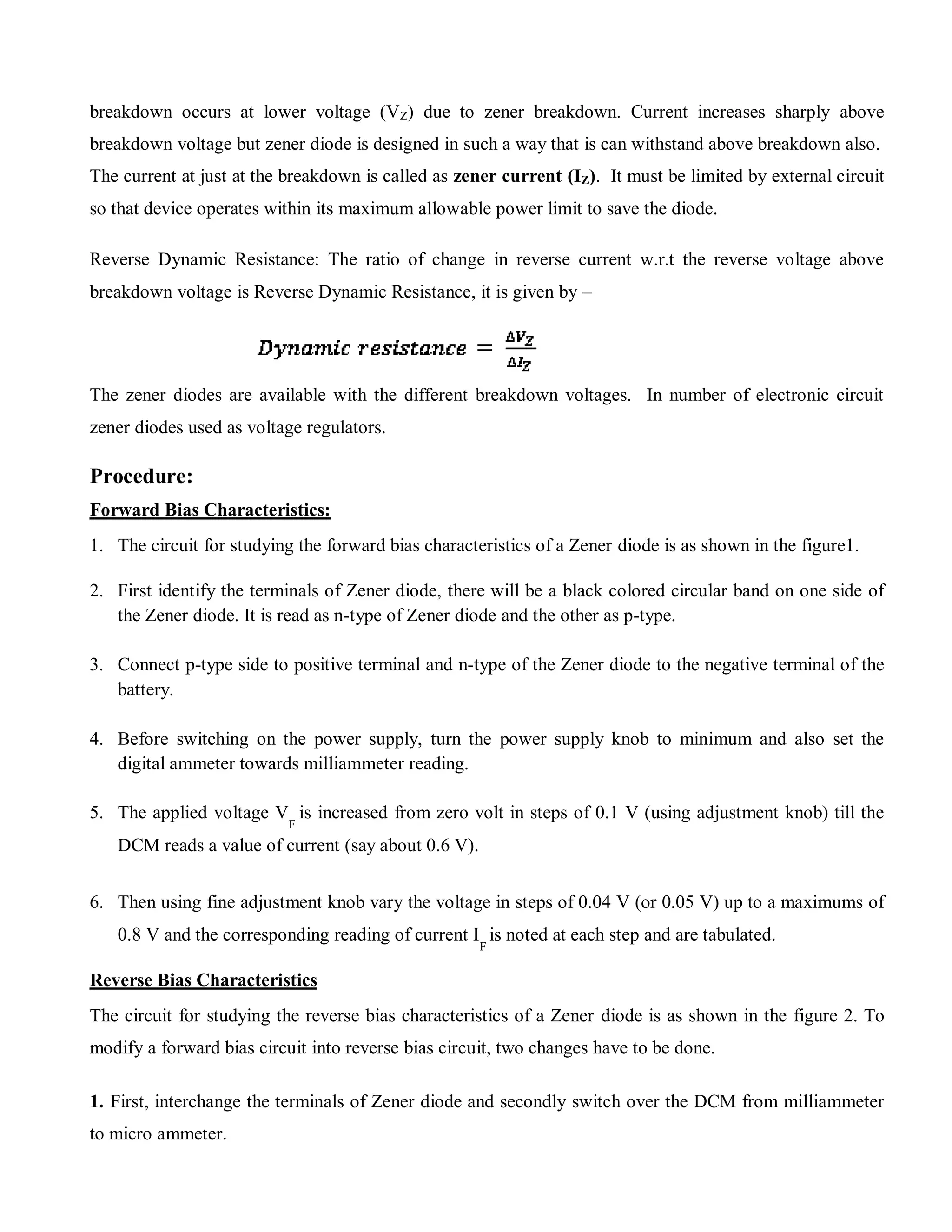 Zener diode experiment. | PDF
