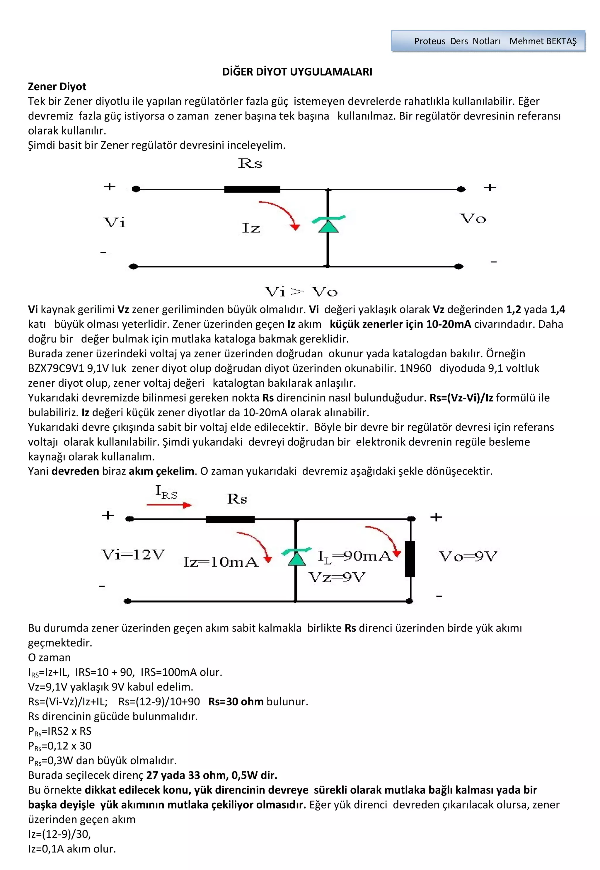 Zener Diyor Uygulamalari Proteus | PDF