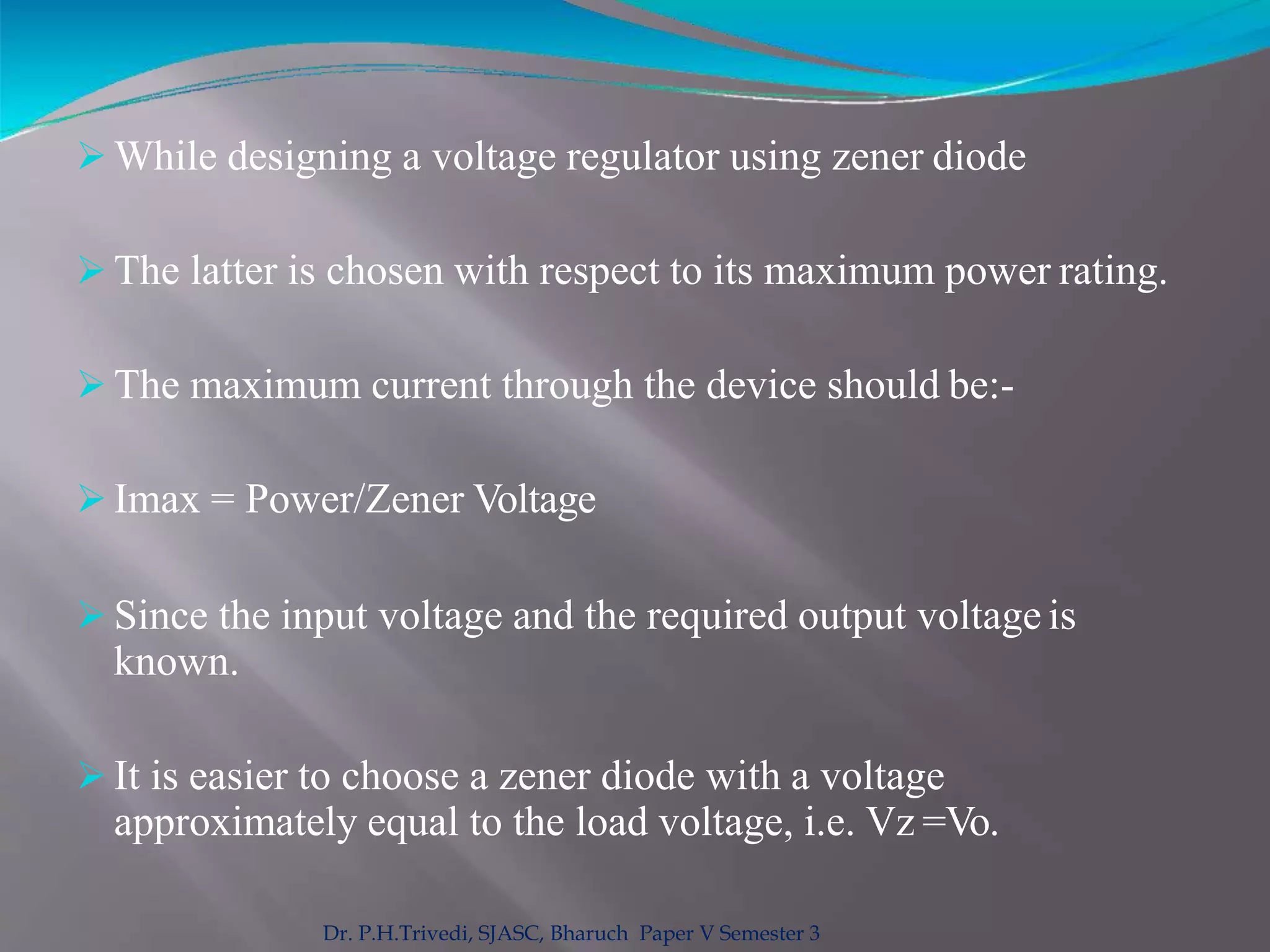 Zener voltage regulator | PPTX