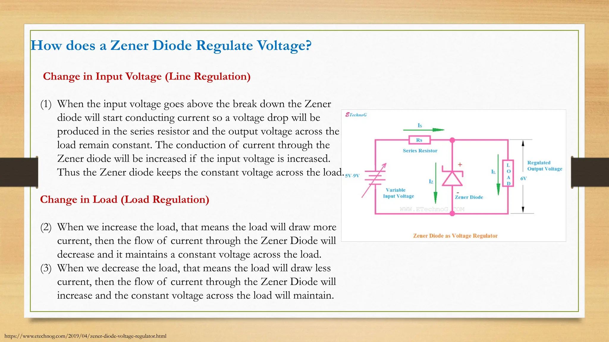 Zener diode as a Voltage Regulator notes | PPTX
