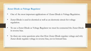 Zener diode as a Voltage Regulator notes | PPTX