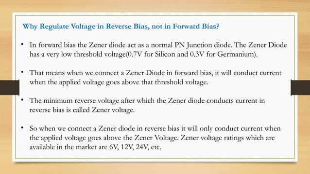 Zener diode as a Voltage Regulator notes | PPTX
