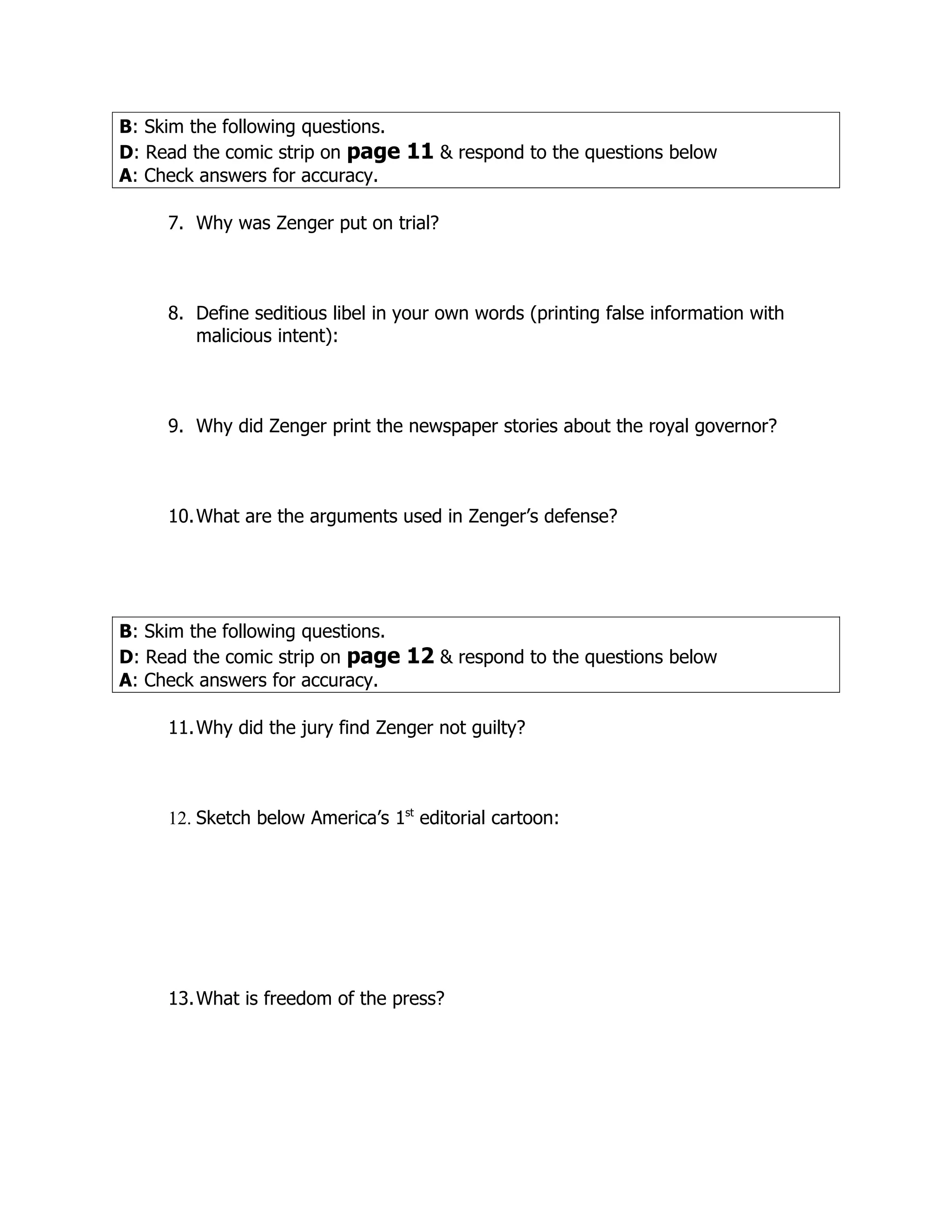 Zenger comix guided reading | DOC