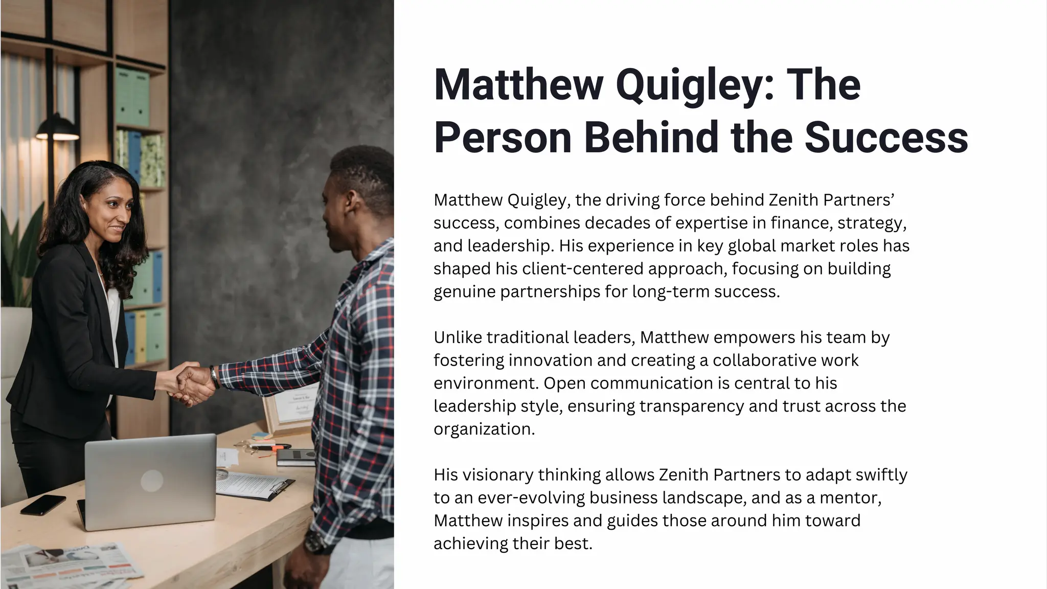 Matthew Quigley: The Visionary Behind Zenith Partners Success | PDF