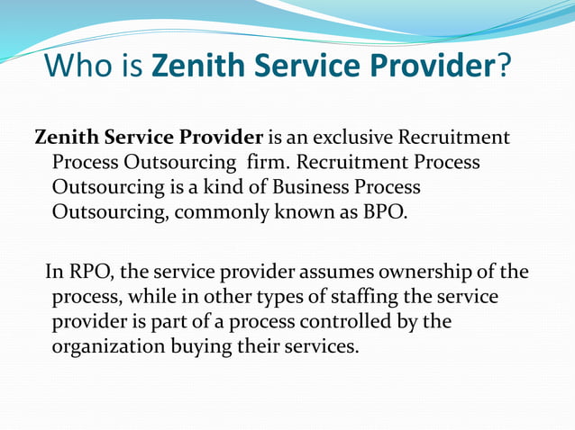Zenith service provider ppt | PPTX