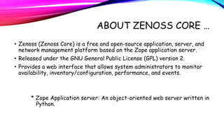 Zenoss presentation (nur nabilah hassan) | PPTX