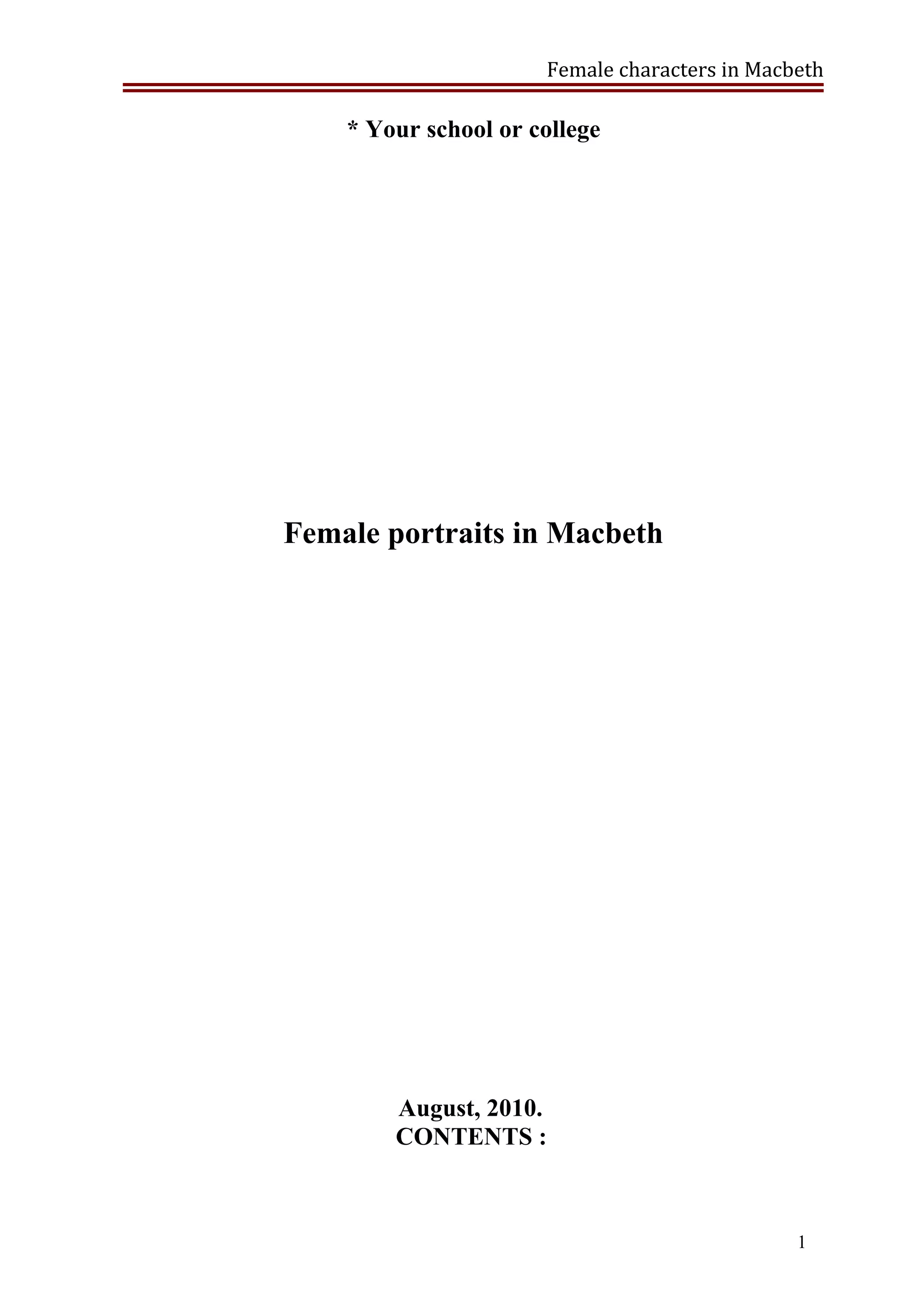 Zenski likovi u magbetu | DOC | Fiction | Books and Literature