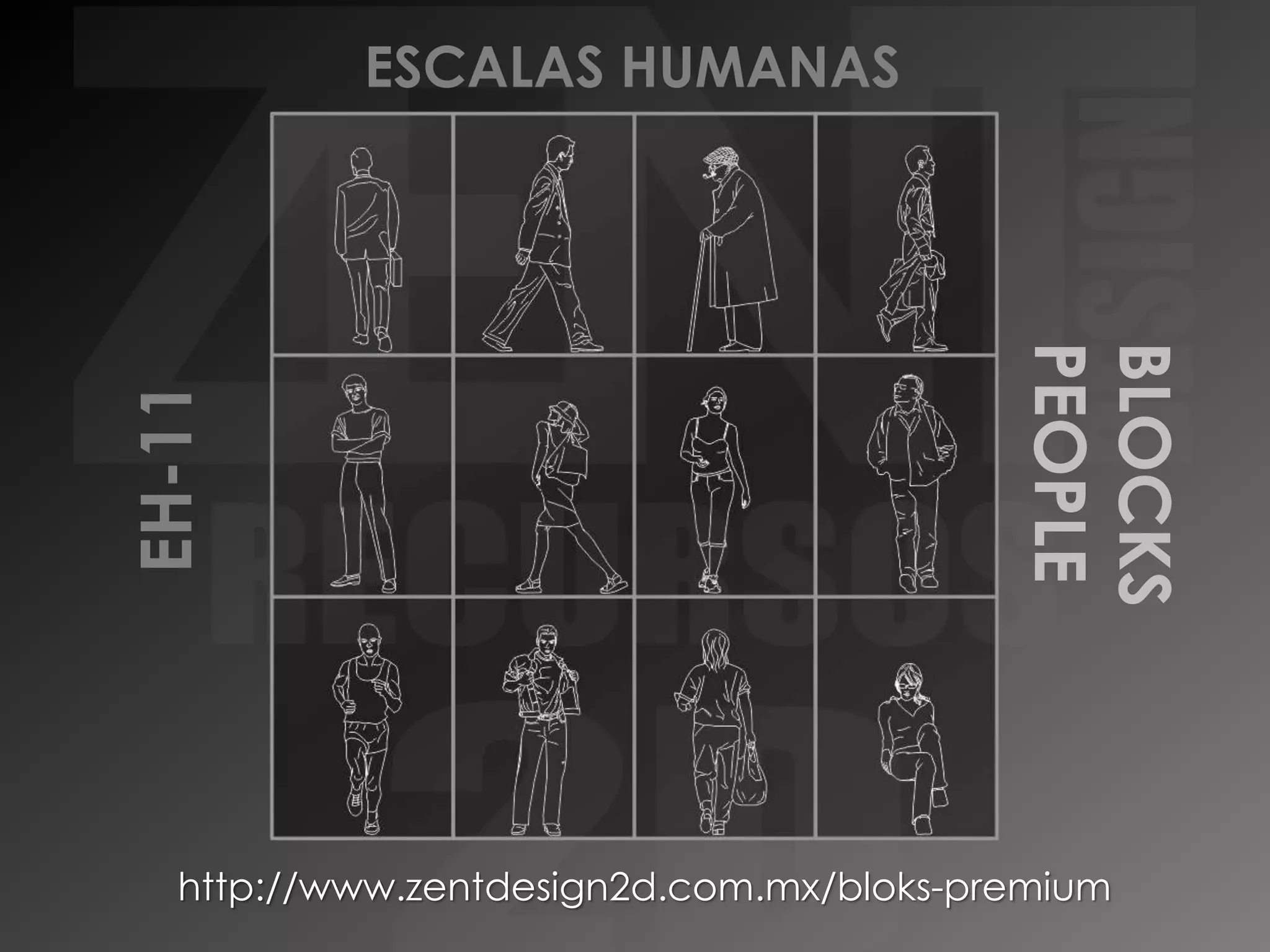 Blocks Peoples 2D - Zent Design 2D - Escalas Humanas 2D Autocad | PPT