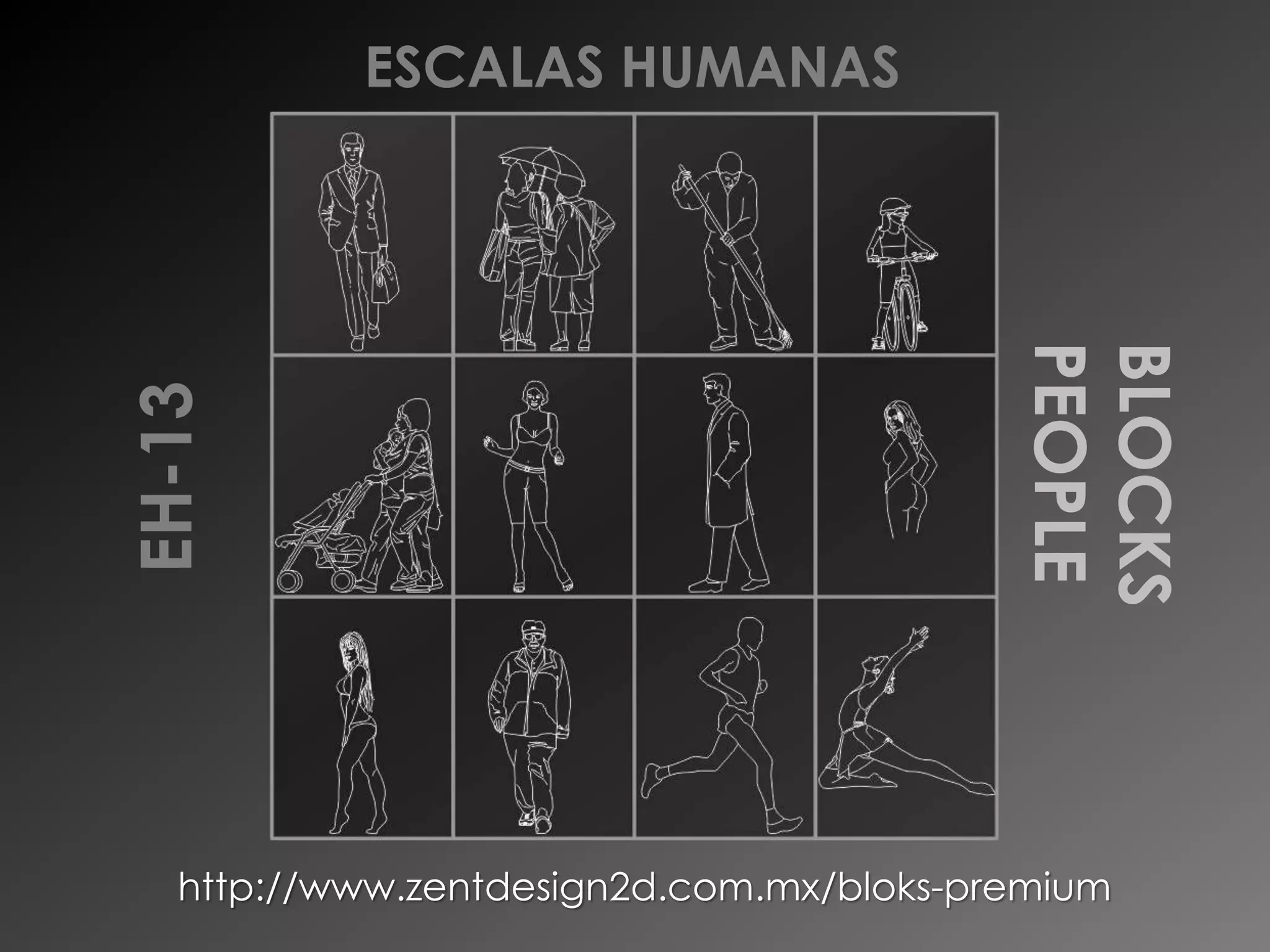 Blocks Peoples 2D - Zent Design 2D - Escalas Humanas 2D Autocad | PPT