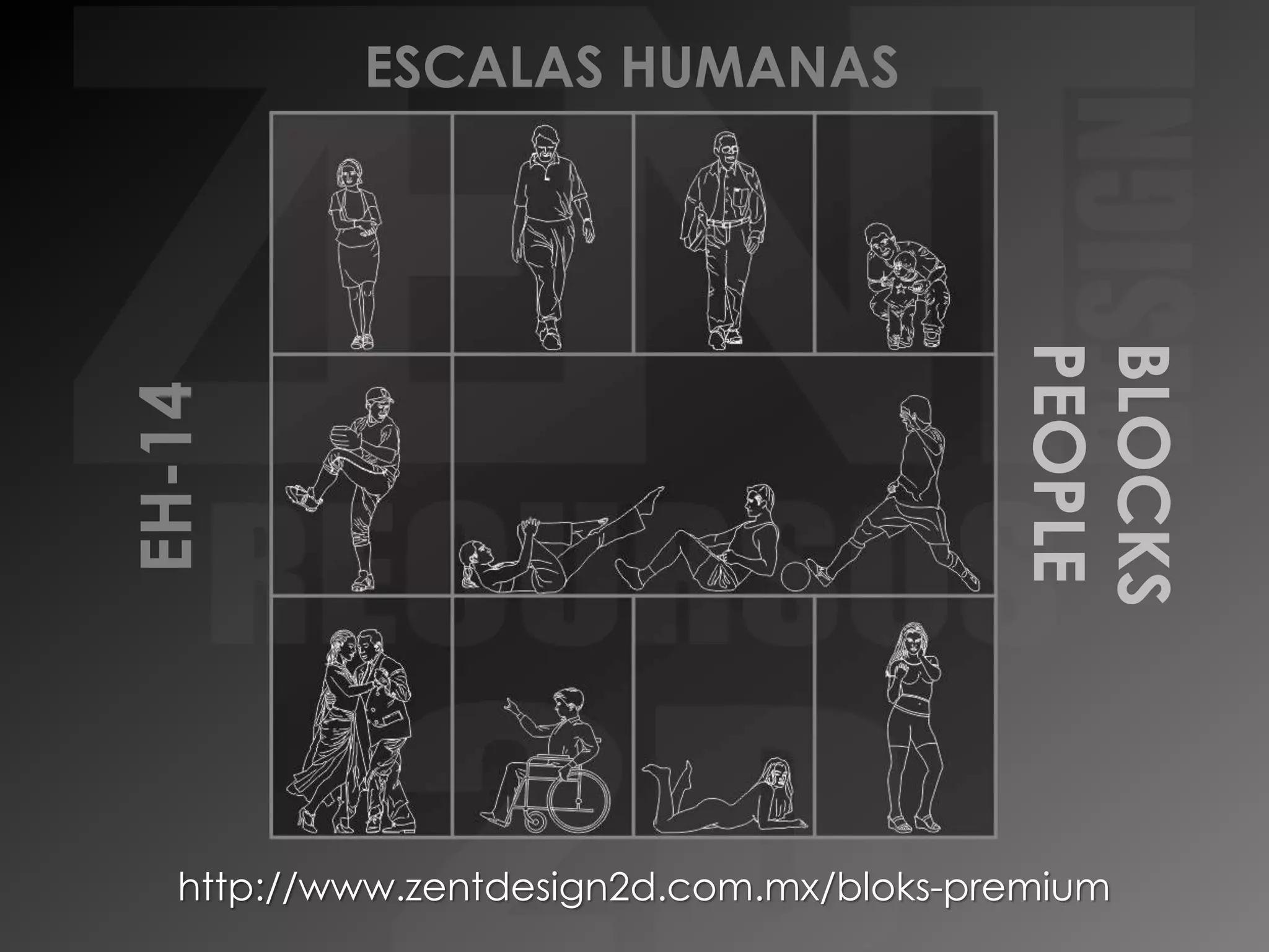 Blocks Peoples 2D - Zent Design 2D - Escalas Humanas 2D Autocad | PPT