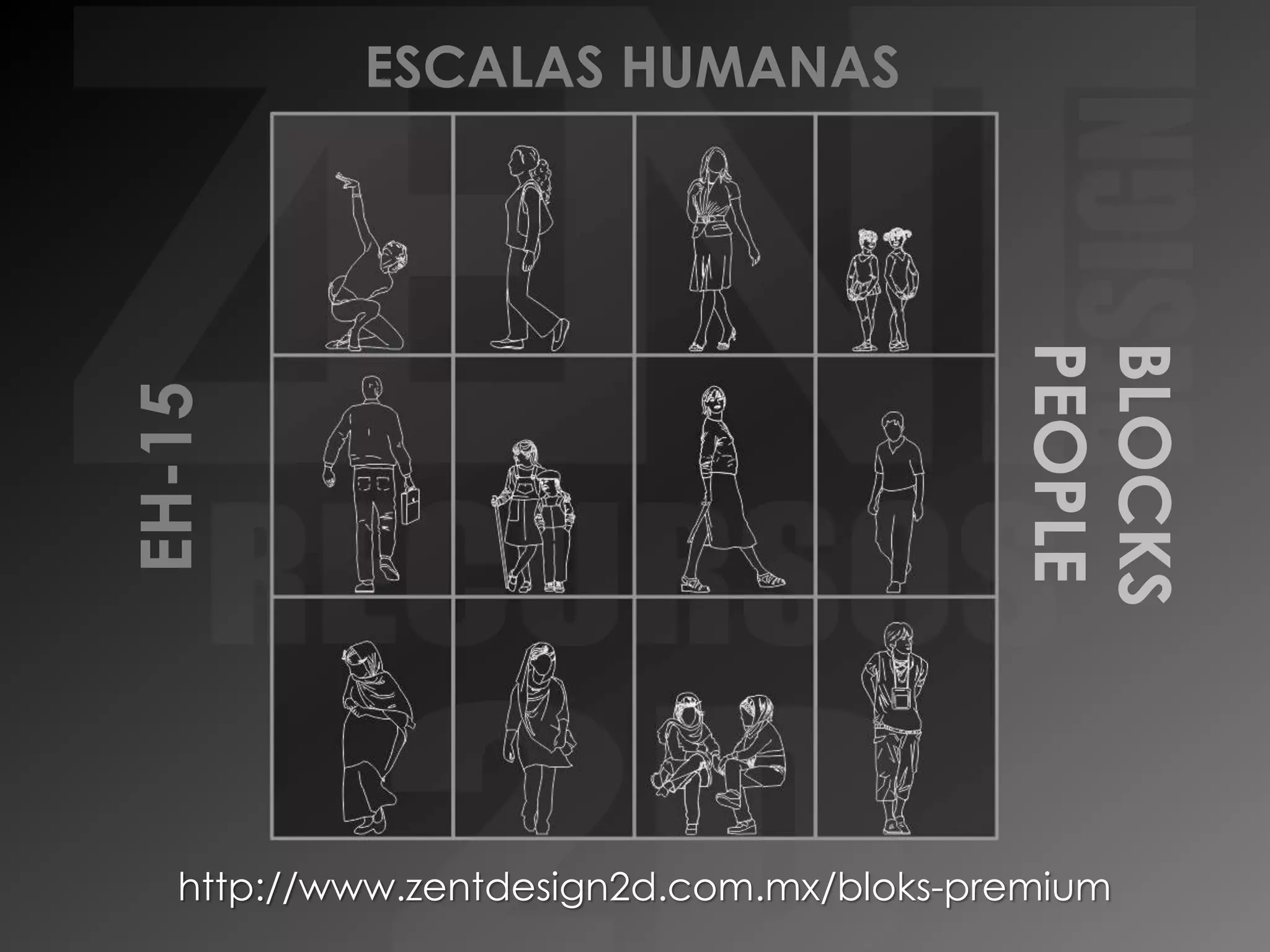 Blocks Peoples 2D - Zent Design 2D - Escalas Humanas 2D Autocad | PPT