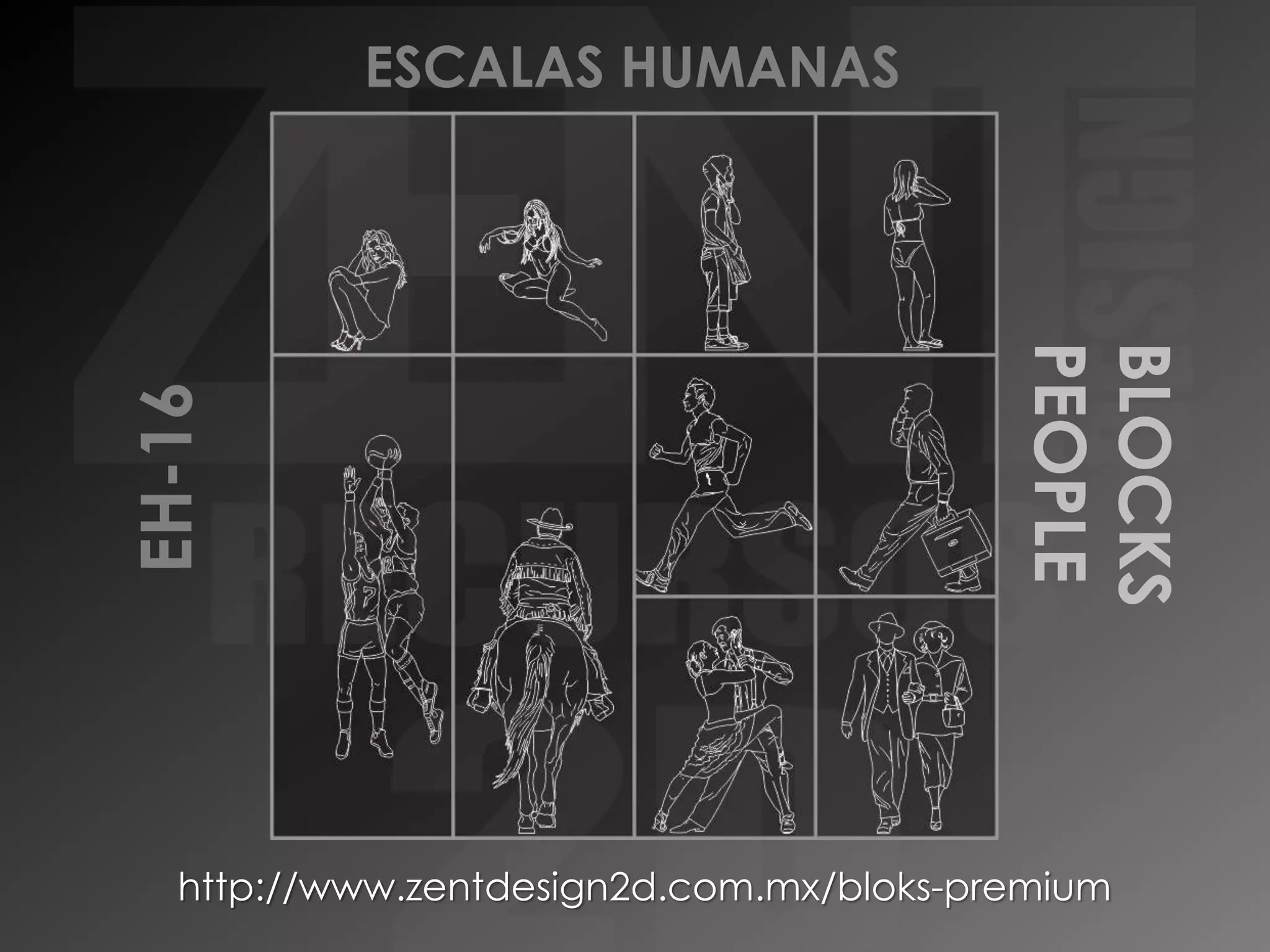 Blocks Peoples 2D - Zent Design 2D - Escalas Humanas 2D Autocad | PPT