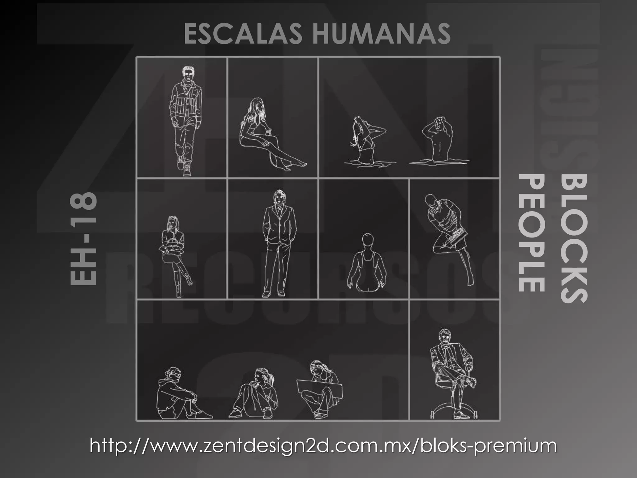 Blocks Peoples 2D - Zent Design 2D - Escalas Humanas 2D Autocad | PPT