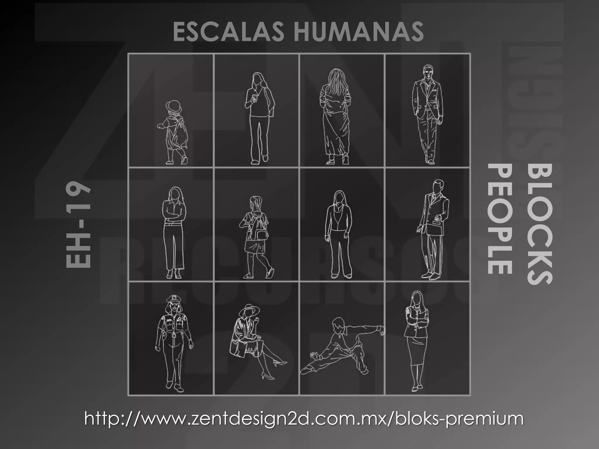 Blocks Peoples 2D - Zent Design 2D - Escalas Humanas 2D Autocad | PPT