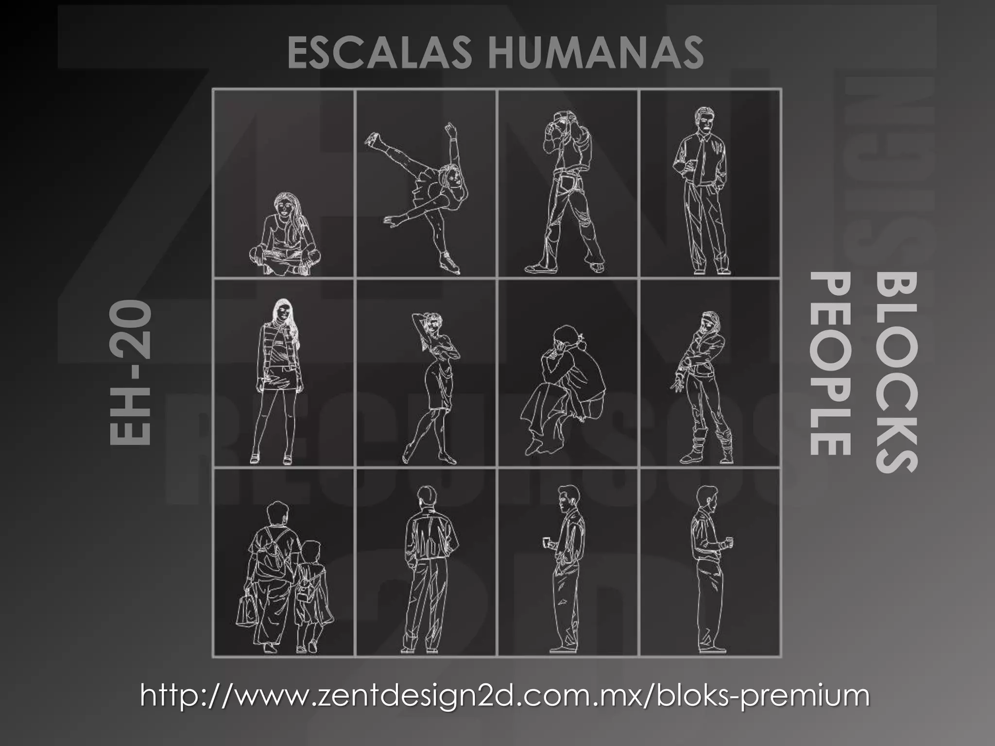 Blocks Peoples 2D - Zent Design 2D - Escalas Humanas 2D Autocad | PPT