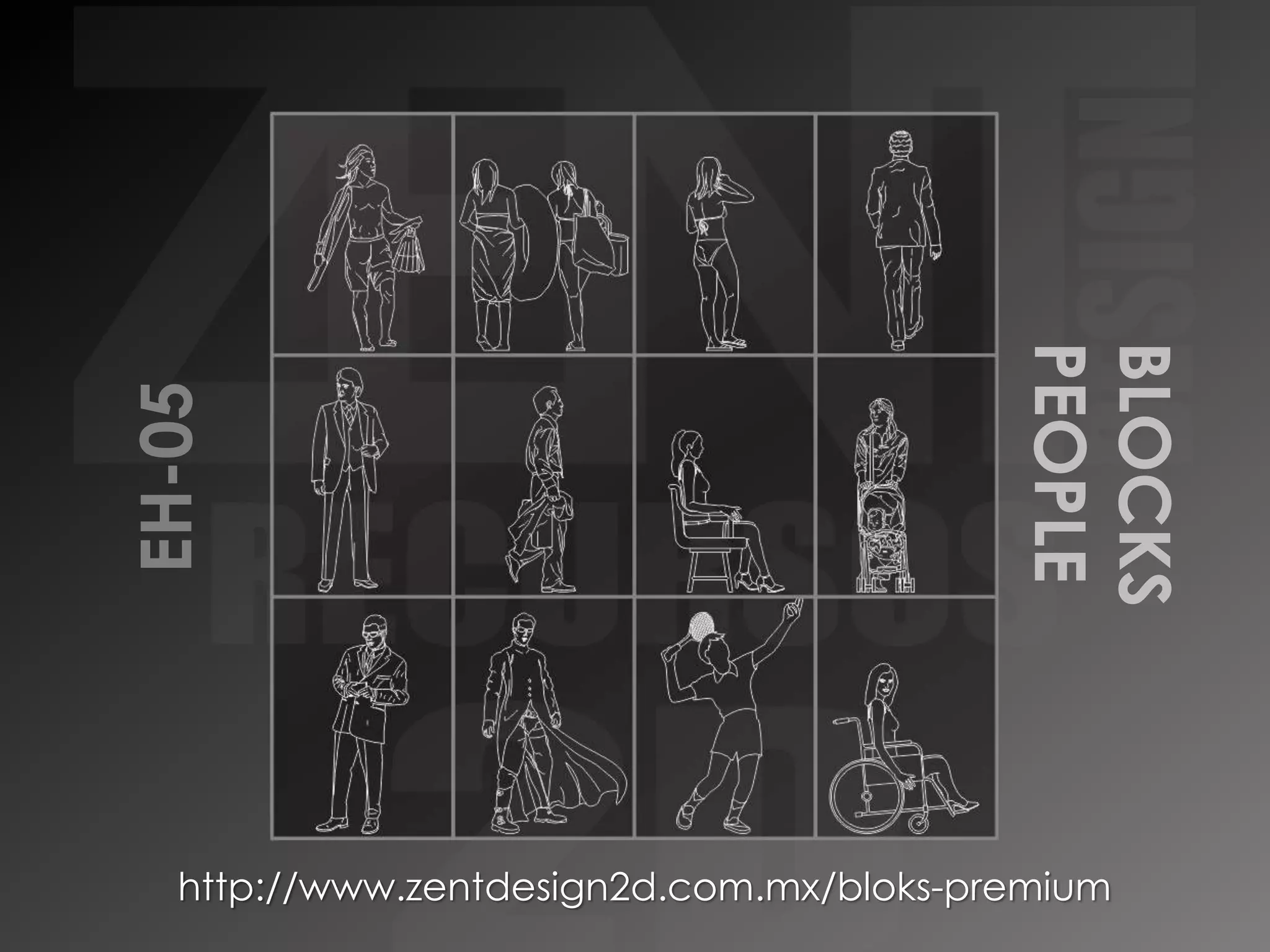 Blocks Peoples 2D - Zent Design 2D - Escalas Humanas 2D Autocad | PPT