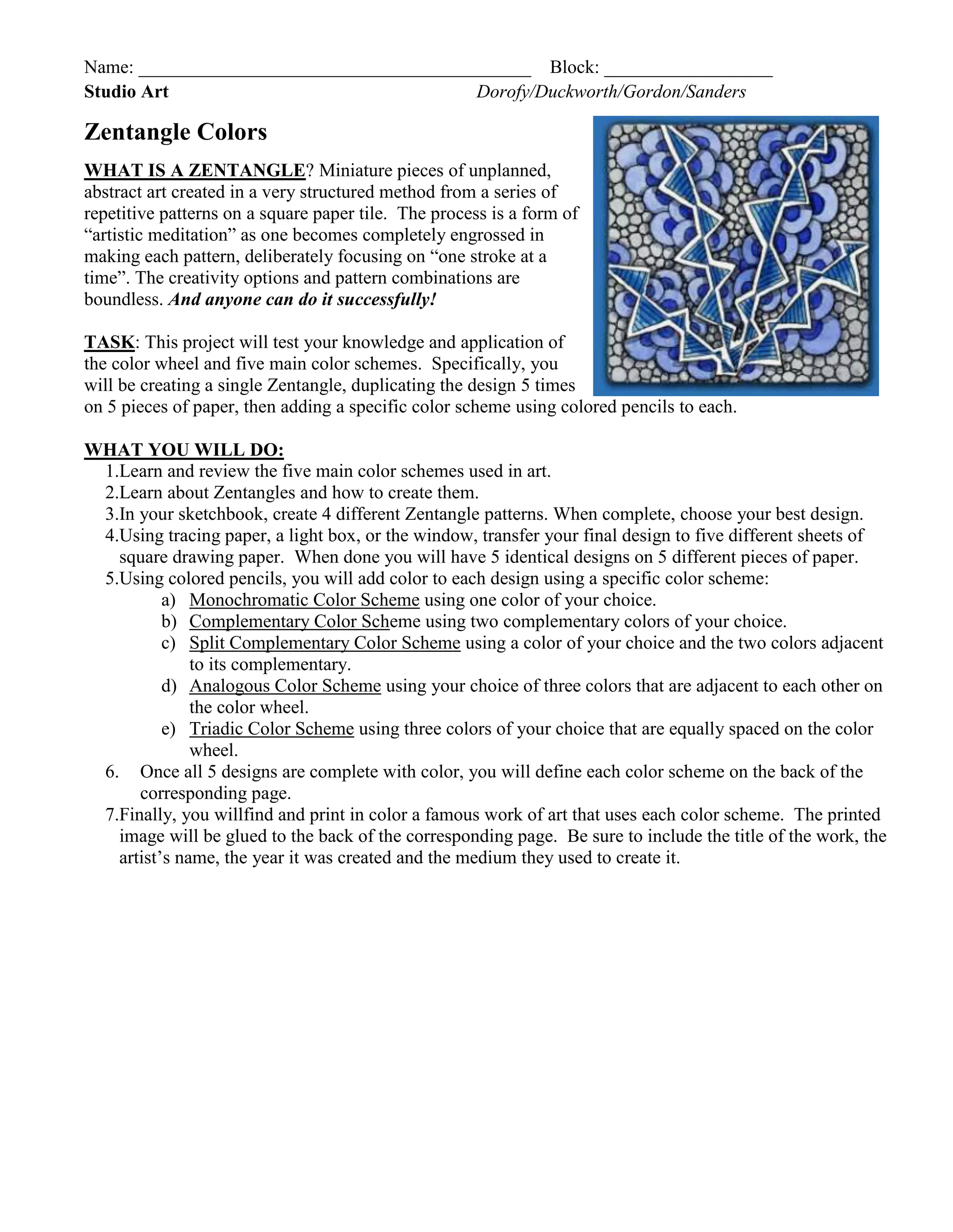 Zentangle colors | DOCX