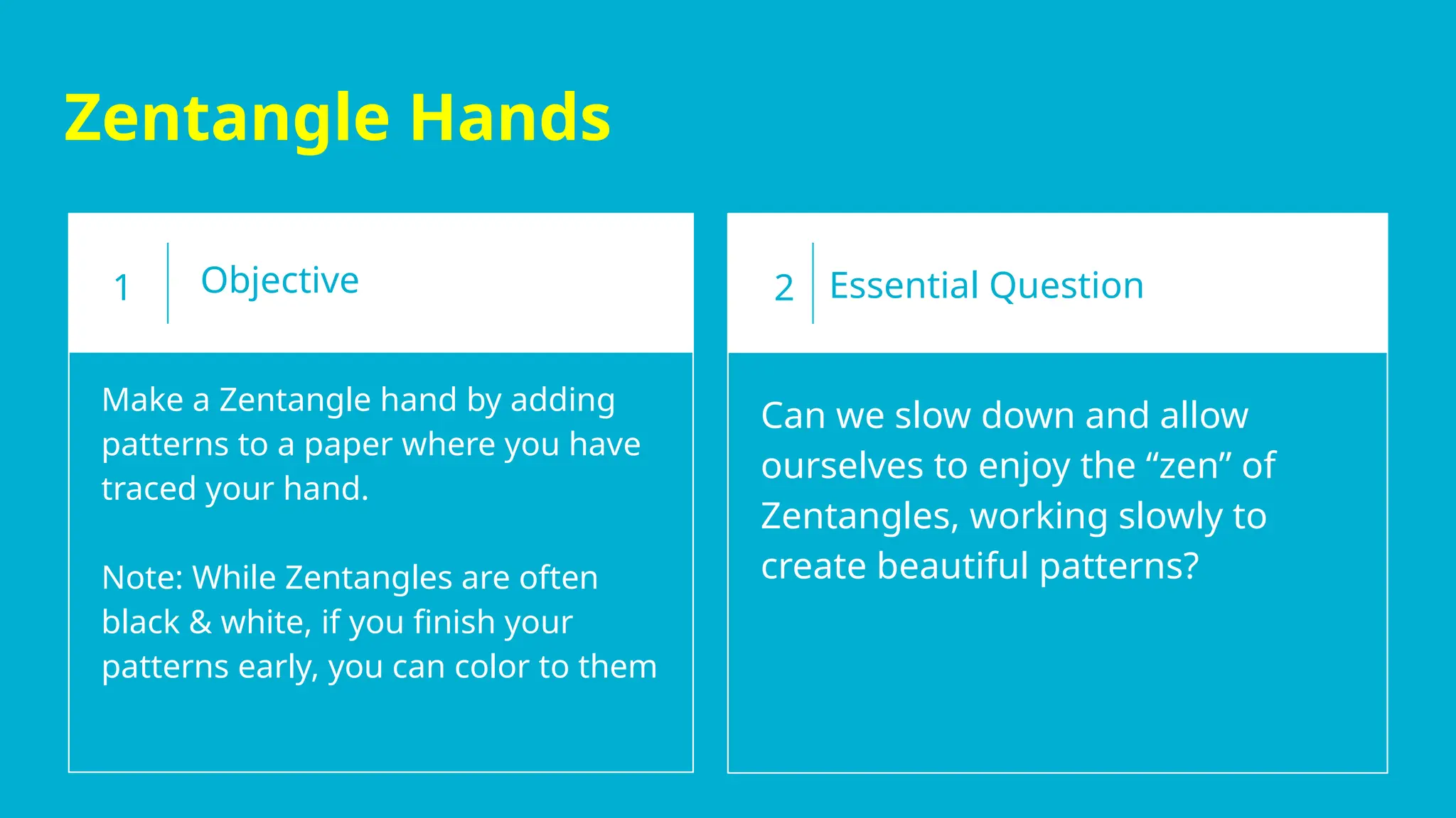 Zentangle Hand Project K-12 Classroom Resource | PPTX