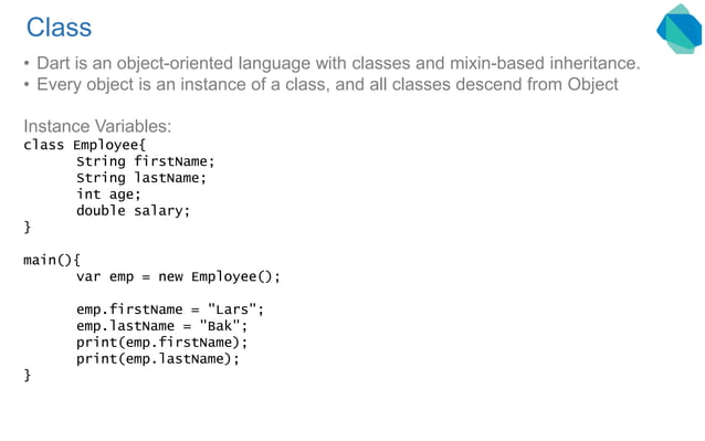 Dart programming language | PPTX | Programming Languages | Computing