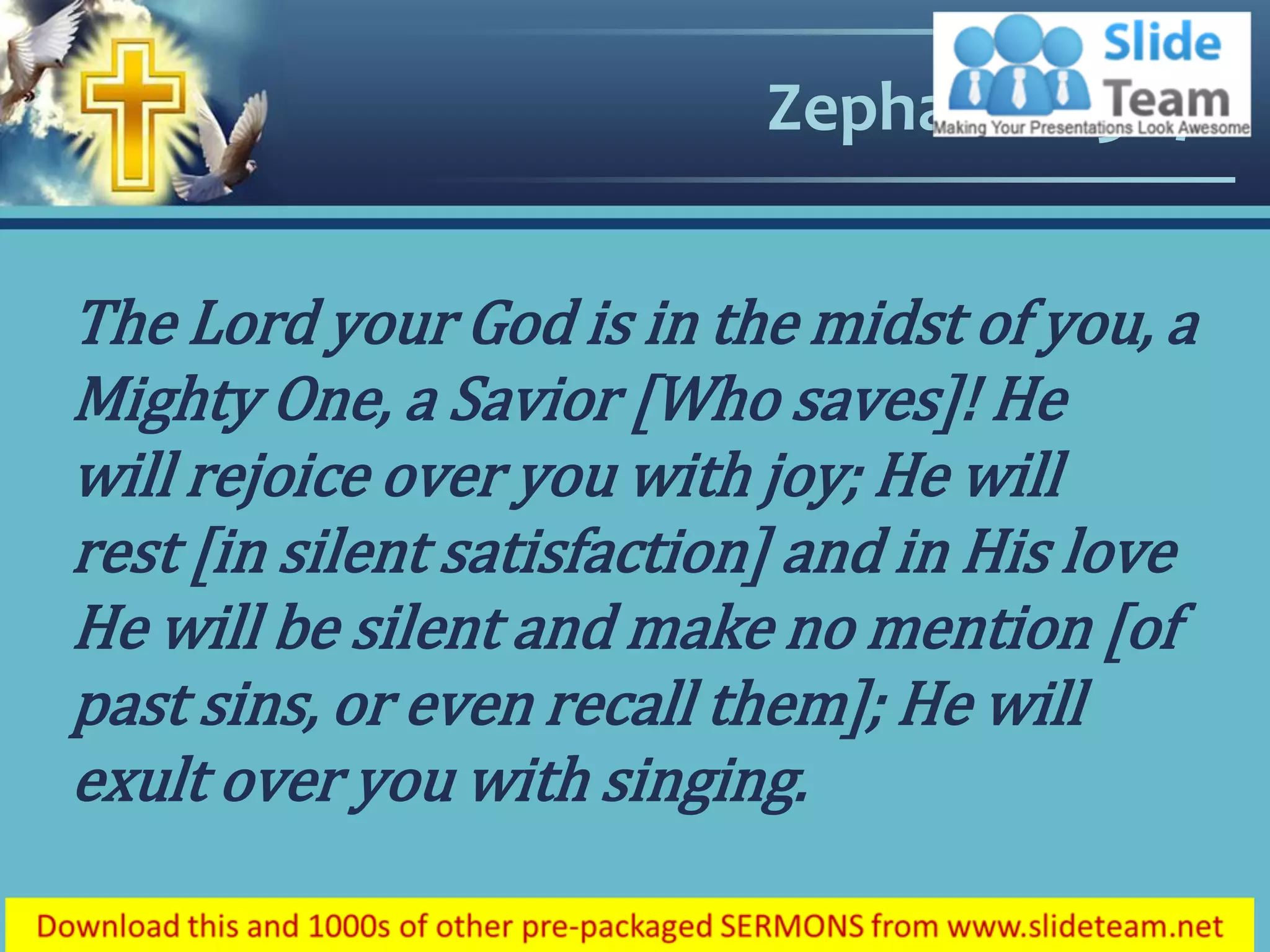 Zephaniah 3 17 the lord your god is with you power point church sermon ...