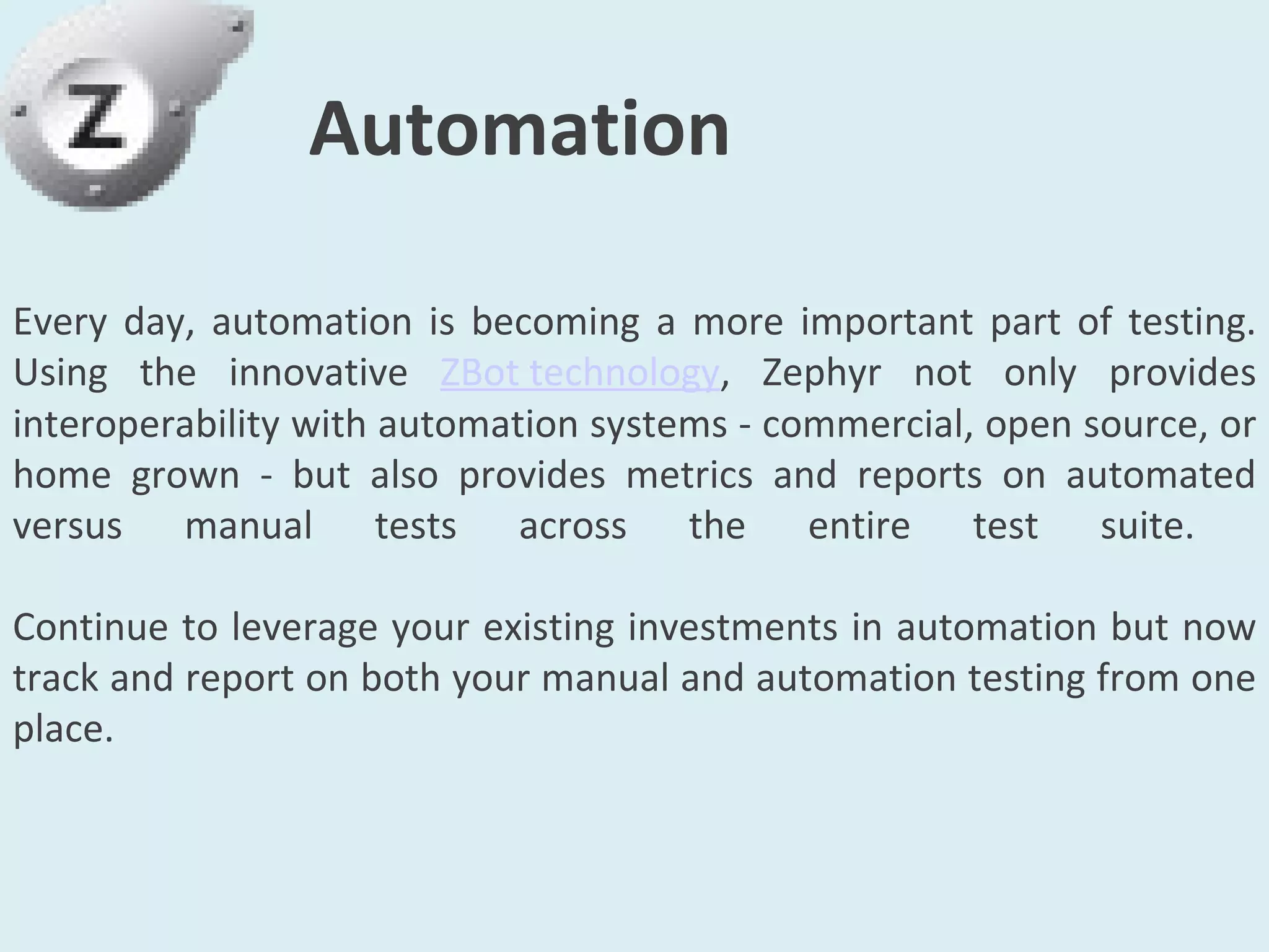 Zephyr 2.0: Comprehensive Test Management | PPT
