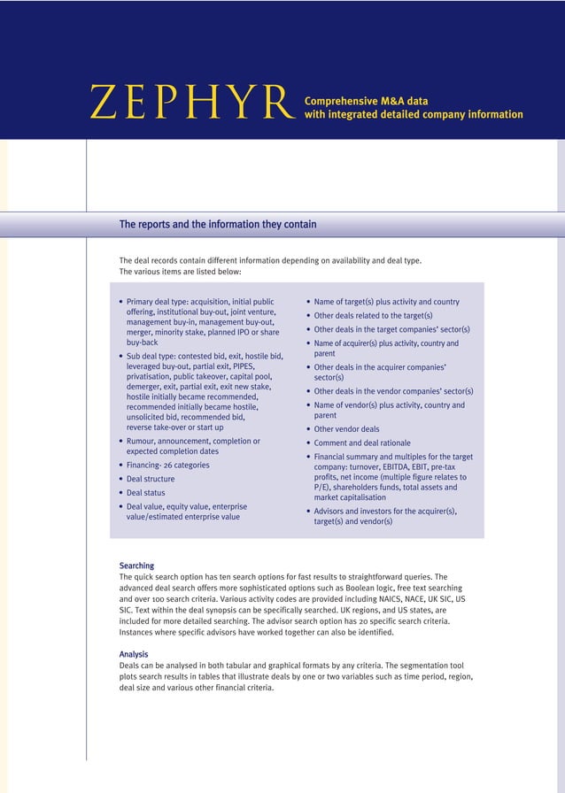 Zephyr M&A Database | PDF