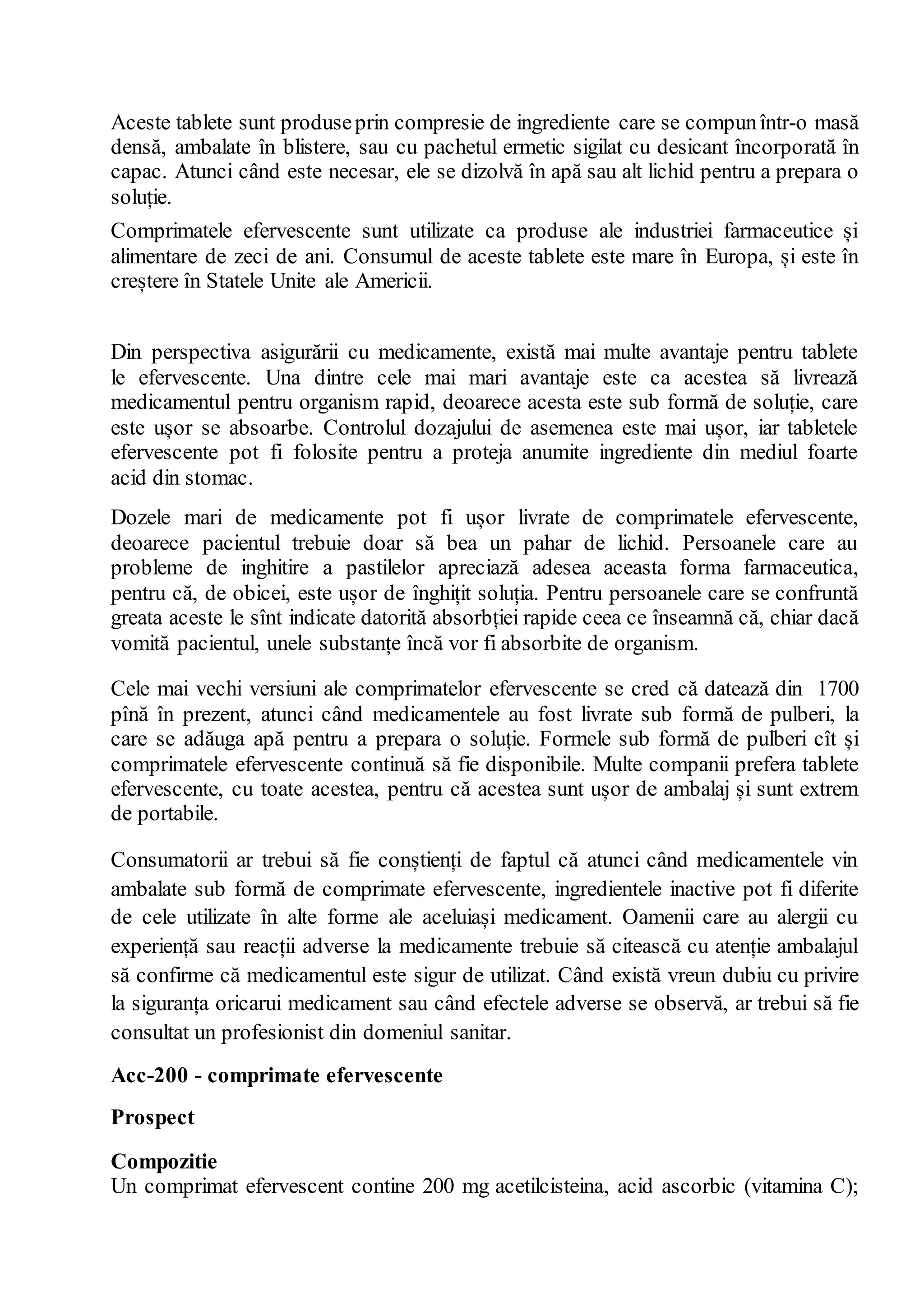 comprimate Efervescente | DOCX