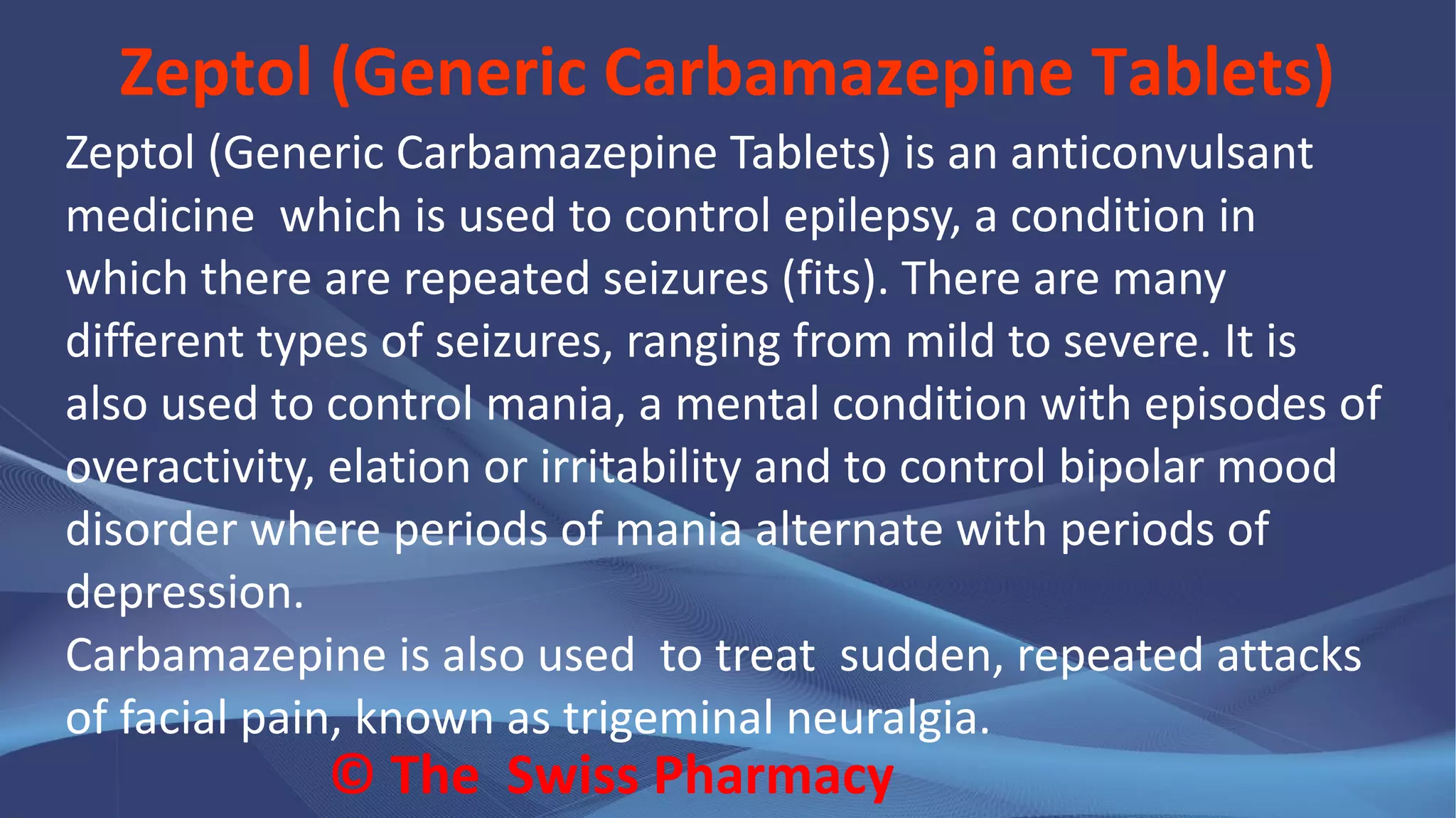 Zeptol (Generic Carbamazepine Tablets) | PDF