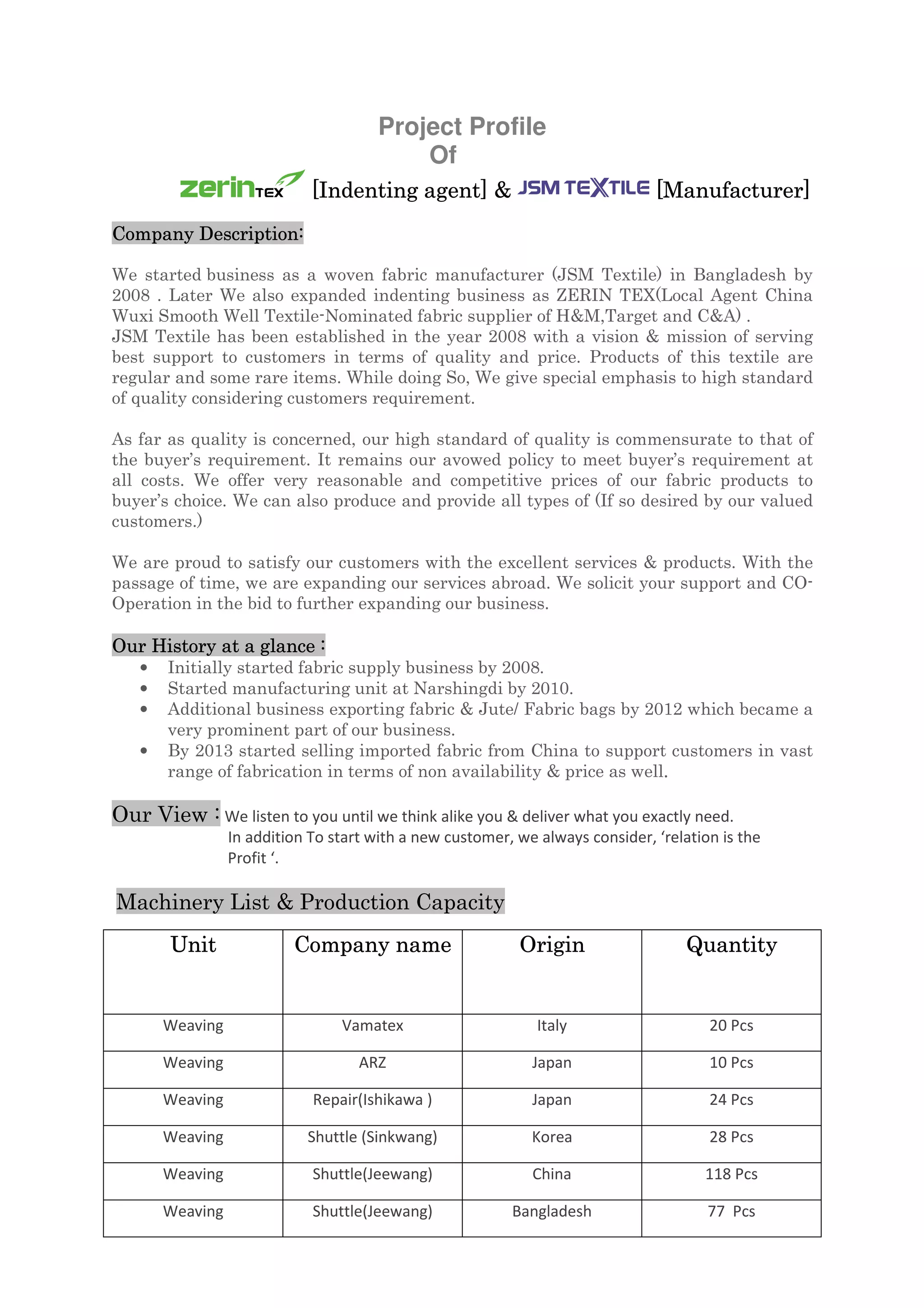 Company Profile :: Zerin tex at a glance | PDF