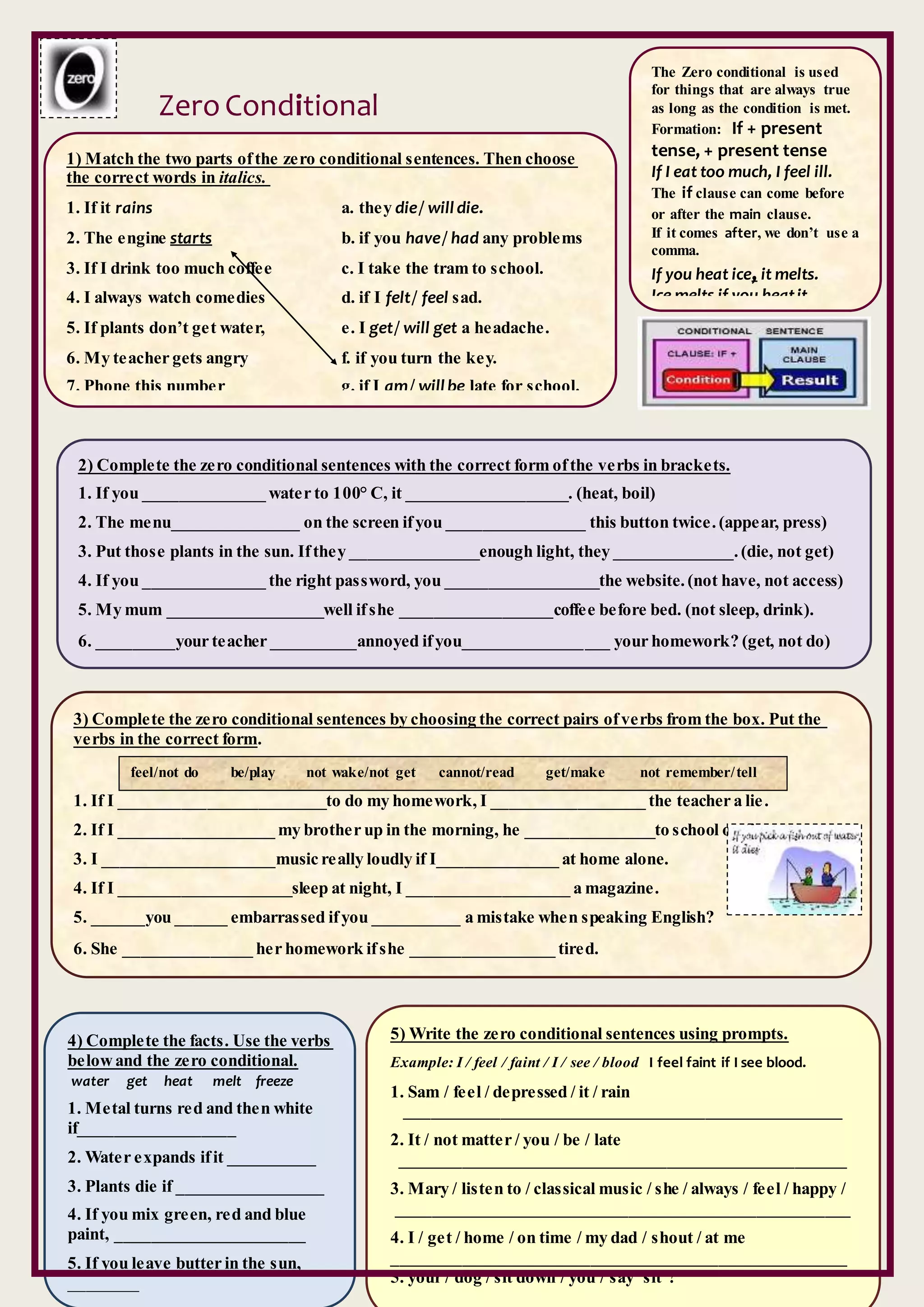 Zero conditional-exercises-grammar-drills-grammar-guides-tests 88319 ...