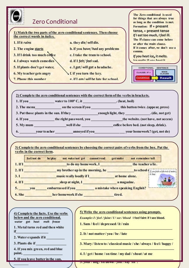Zero Conditional Exercises Grammar Drills Grammar Guides Zero Conditional Exercises Grammar Drills Grammar Guides