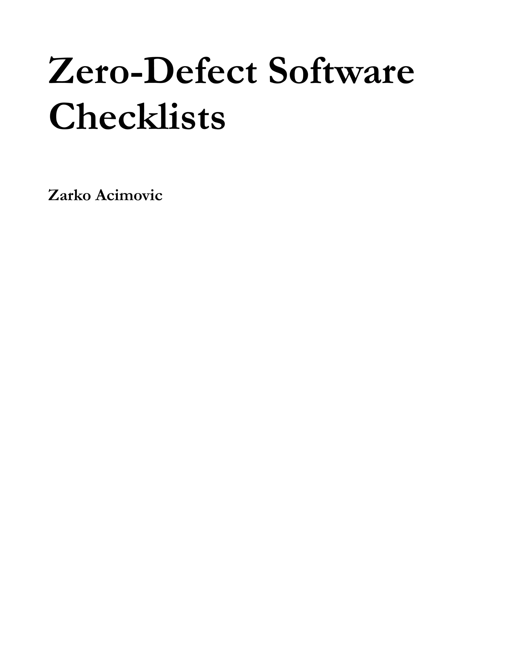 Zero-Defects Software Checklists | PDF
