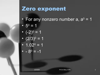 Zero & Negative Exponents | PPT