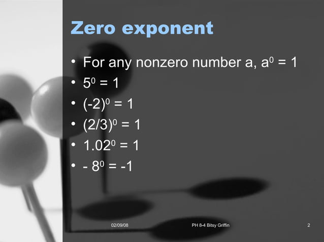 Zero & Negative Exponents | PPT | Chemistry | Science