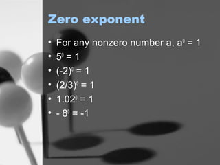 Zero & Negative Exponents | PPT | Physics | Science