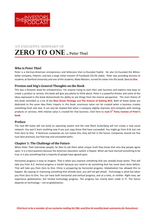 the summary of Zero to One book | PDF
