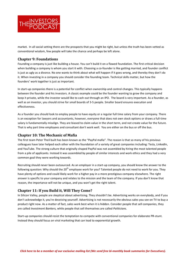 the summary of Zero to One book | PDF