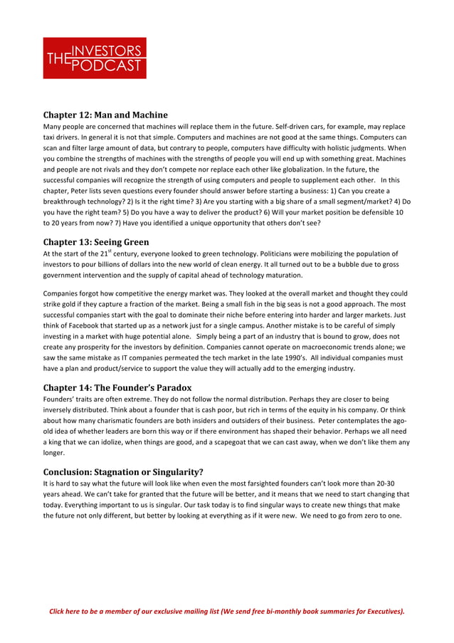 the summary of Zero to One book | PDF