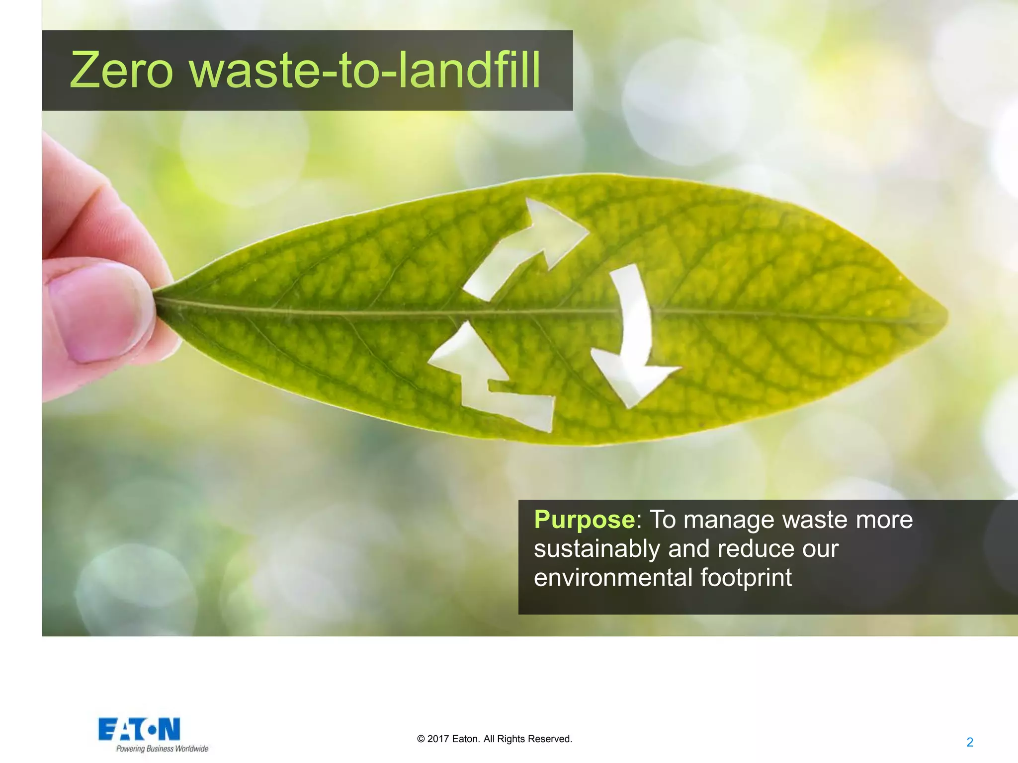 100 Eaton facilities achieve zero waste-to-landfill milestone | PDF