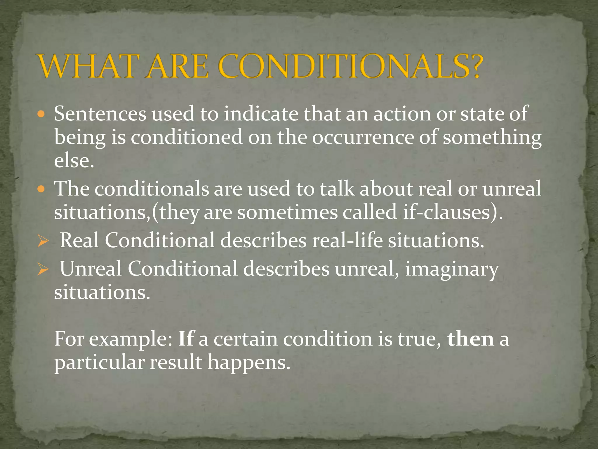 Conditionals, zero conditional | PPTX