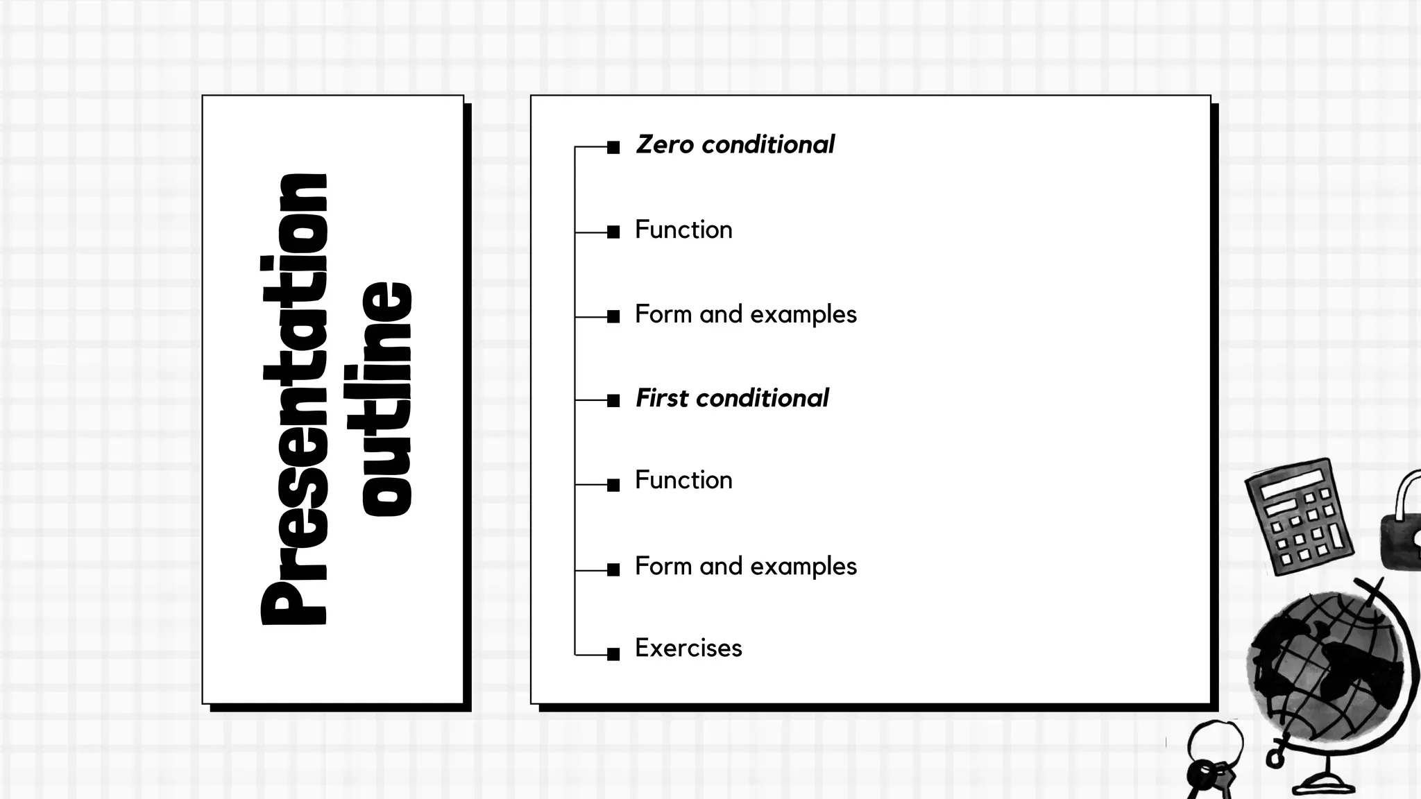 Zero and First Conditional Presentation in Black and White Doodle Style ...