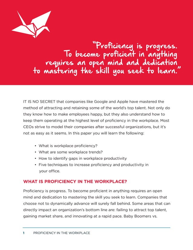 ZeroCater Presents: Proficiency in the Workplace | PDF