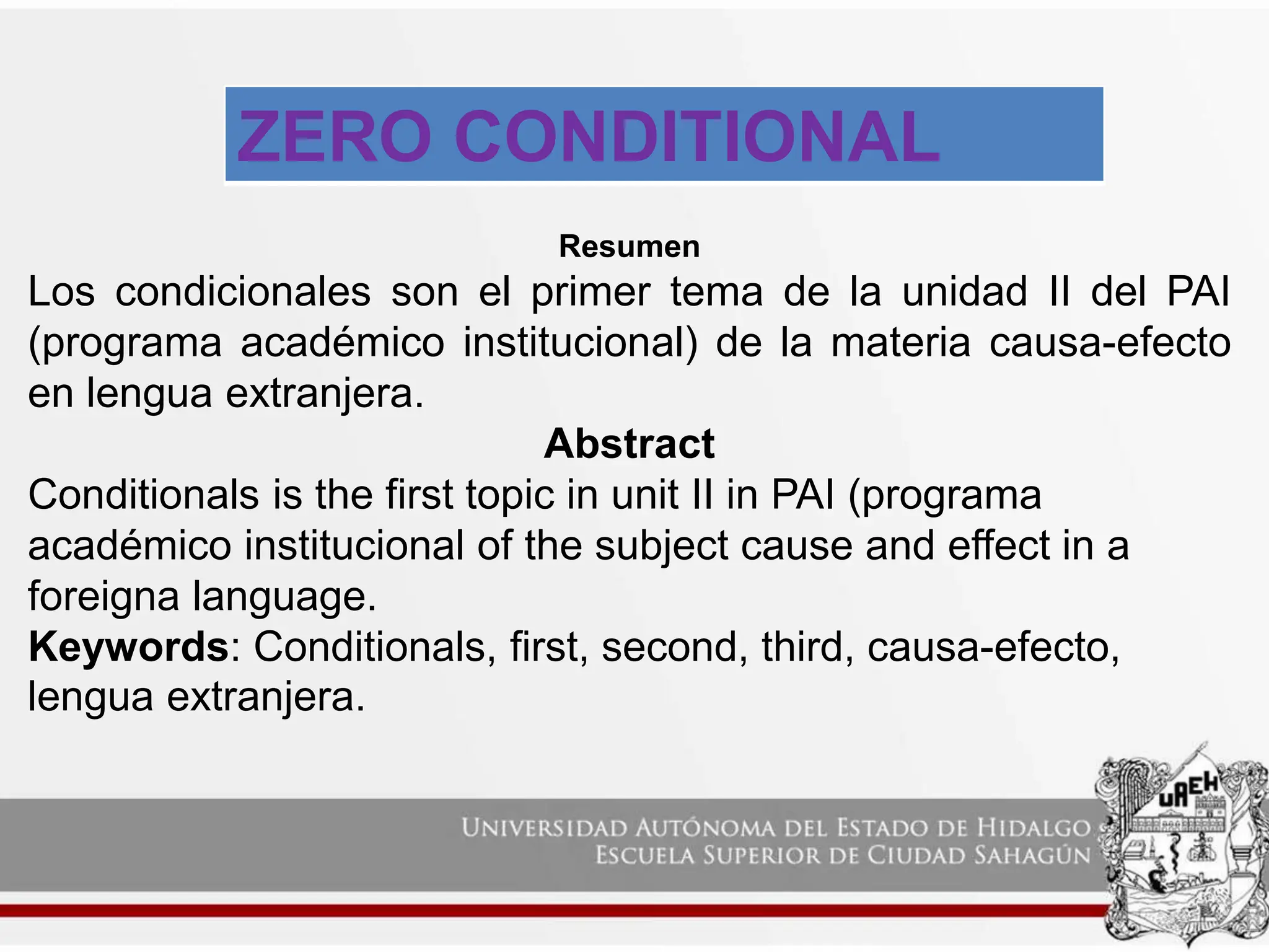 ZERO CONDITIONAL presentacion de ingles1 | PPTX