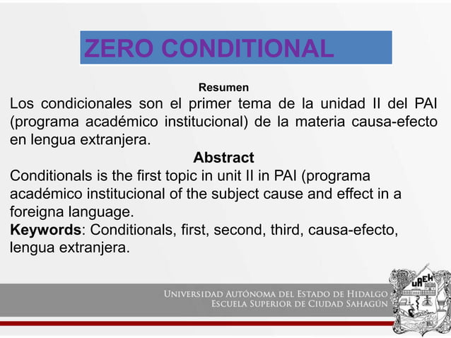 ZERO CONDITIONAL presentacion de ingles1 | PPTX