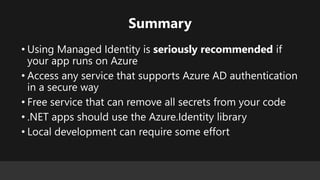 Zero Credential Development with Managed Identities | PPT