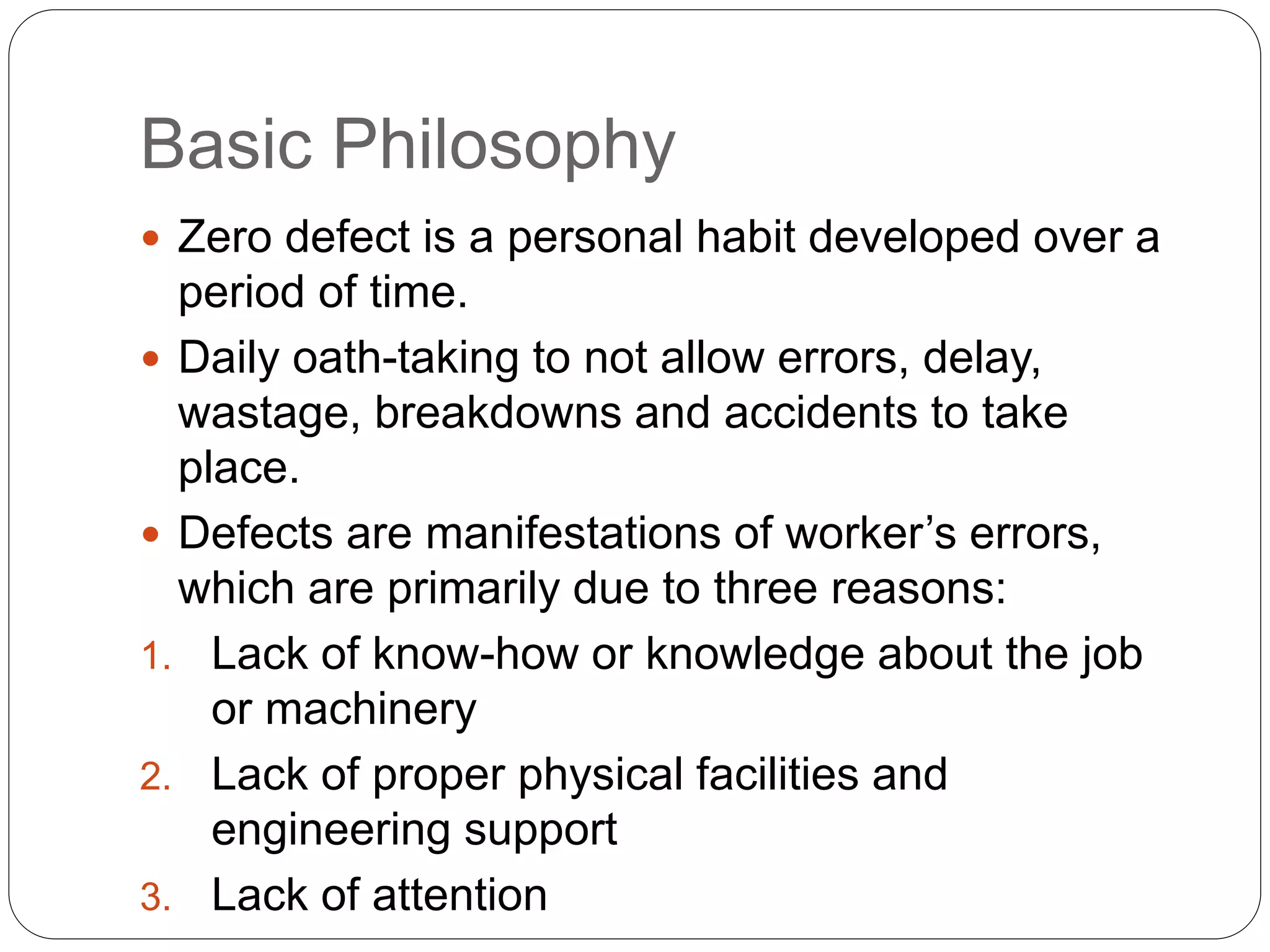 Zero defect programme | PPTX