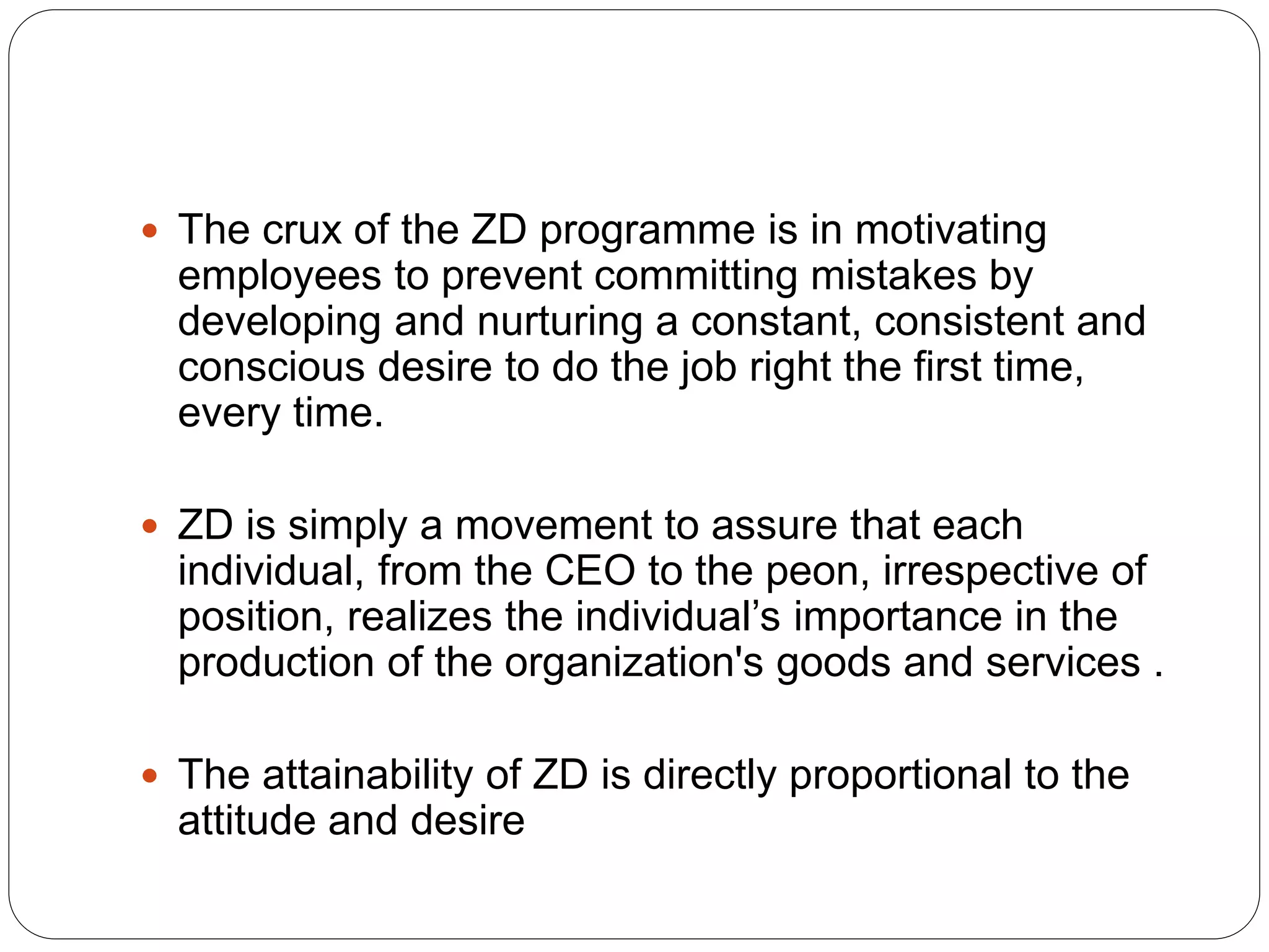 Zero defect programme | PPTX