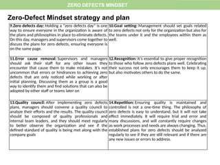 Zero Defects Mindset training material tools. | PPTX